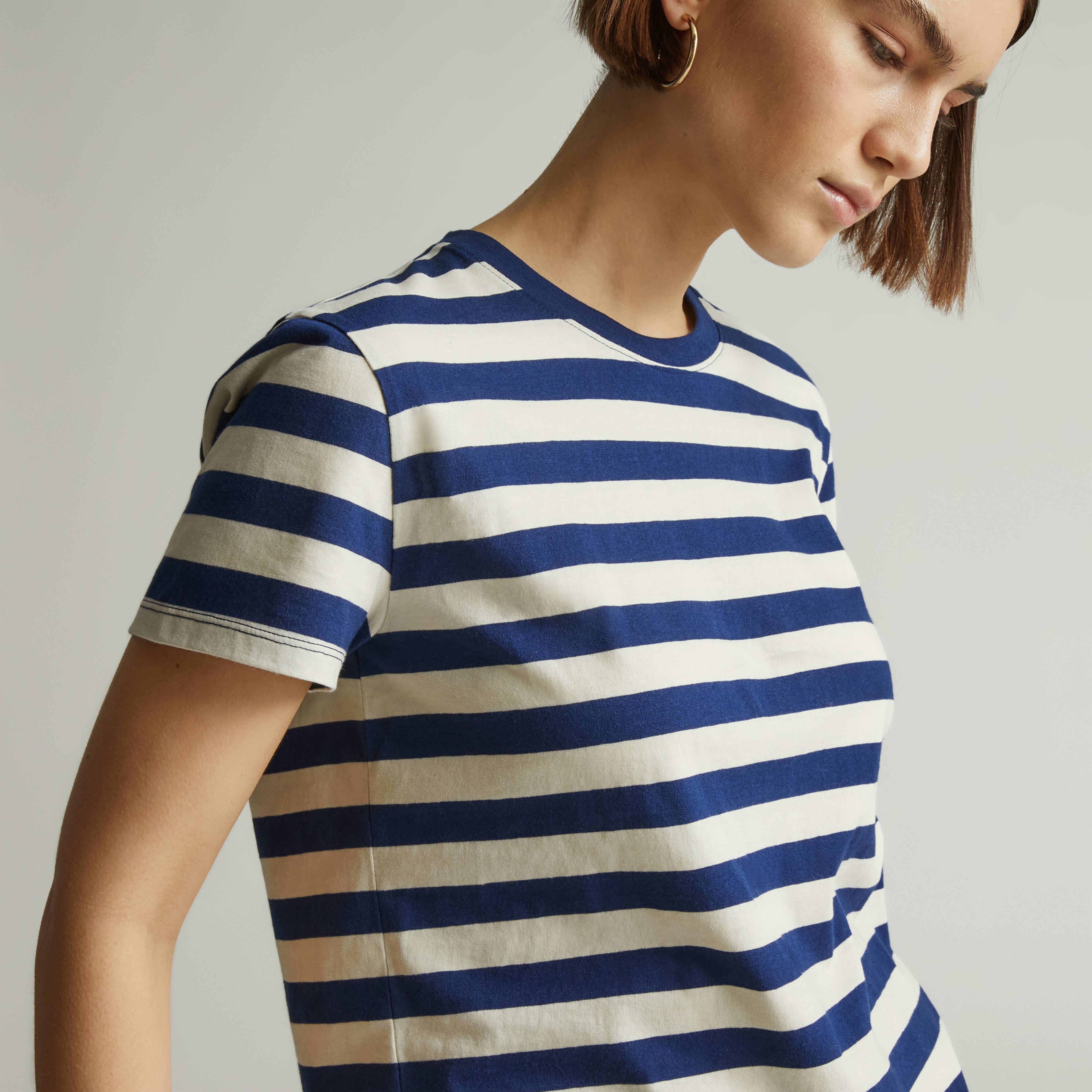 The Organic Cotton Box-Cut Tee Ocean Cavern / Canvas Tan – Everlane