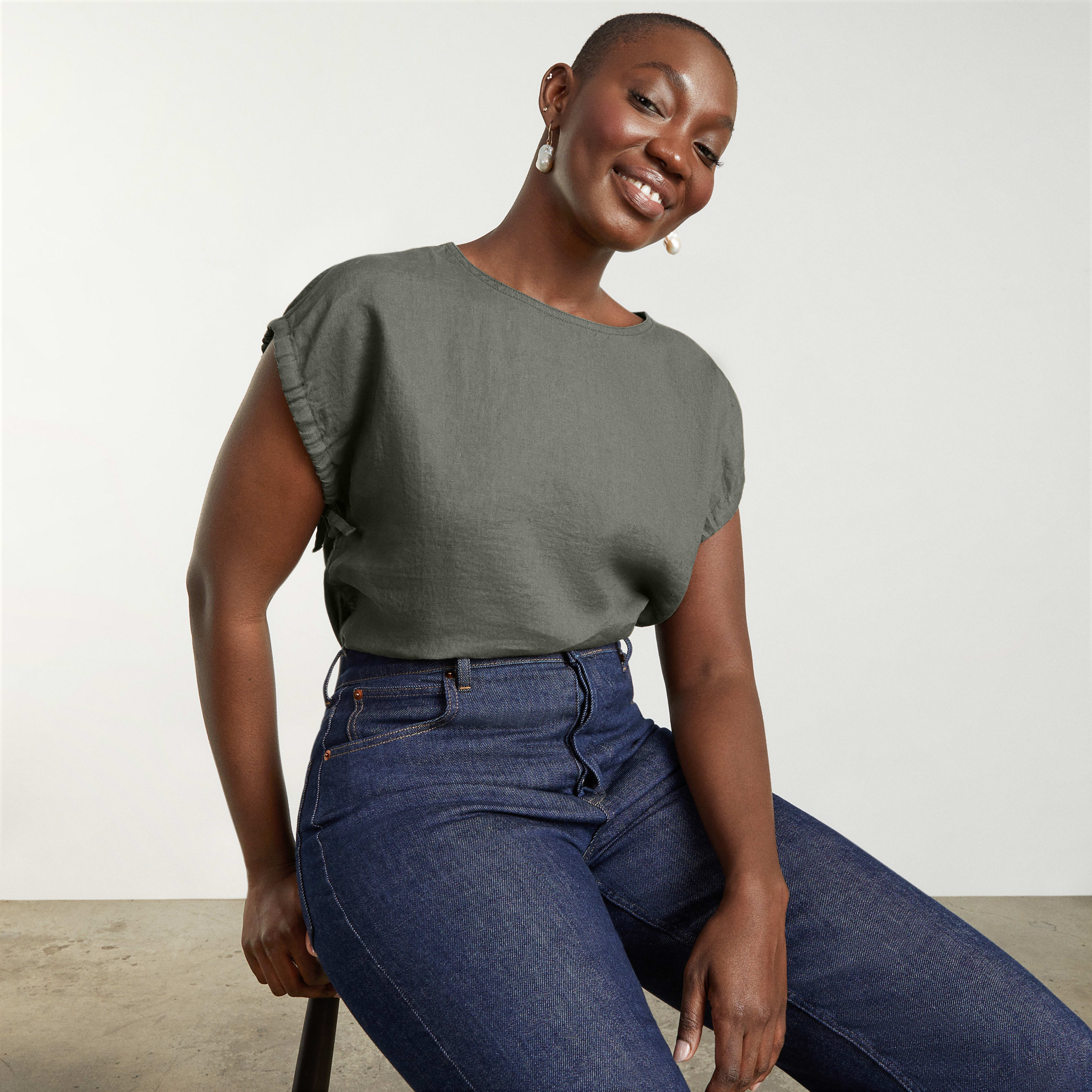 The Drawstring Tunic Pewter Green – Everlane
