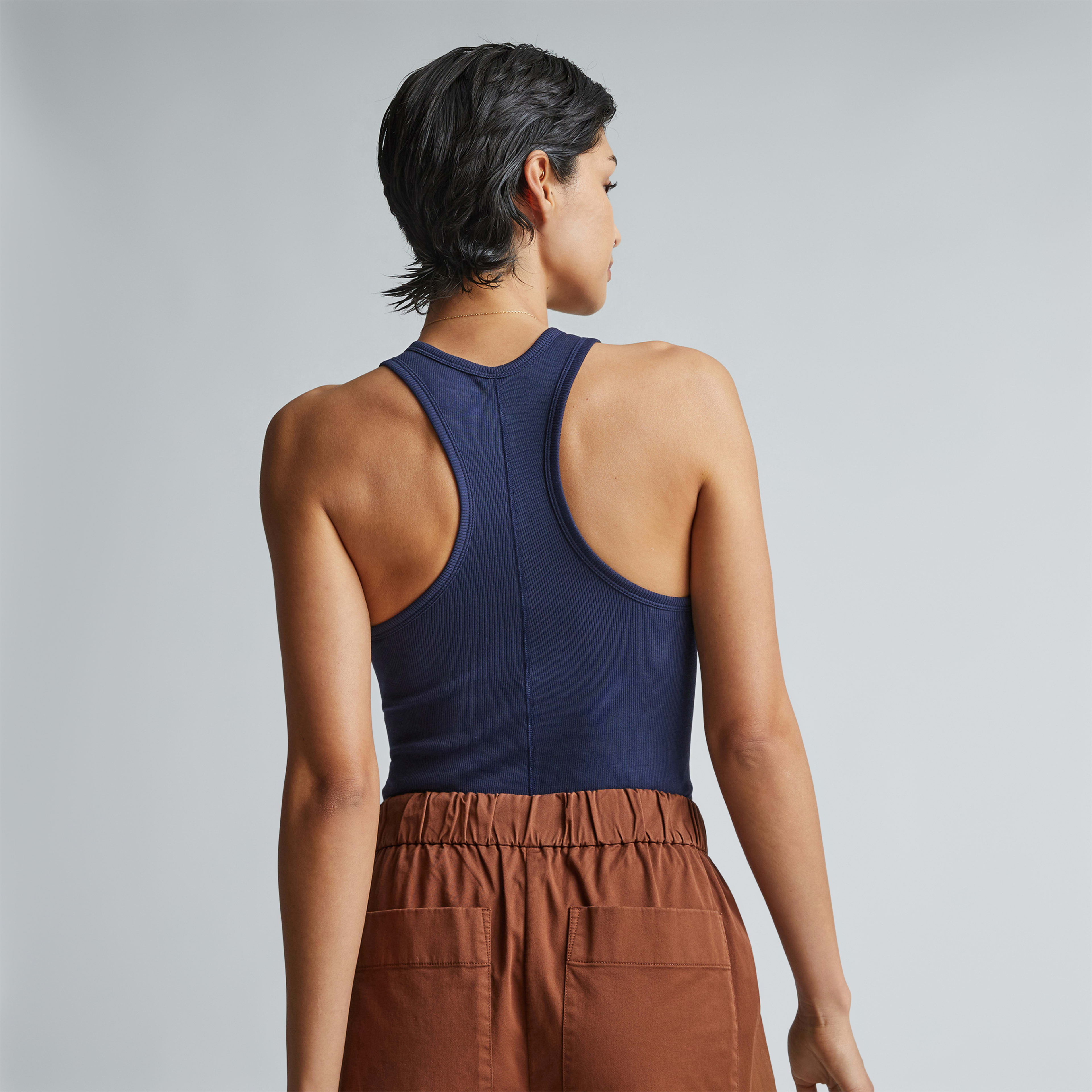 The Supima® Micro-Rib Racerback Tank Navy – Everlane