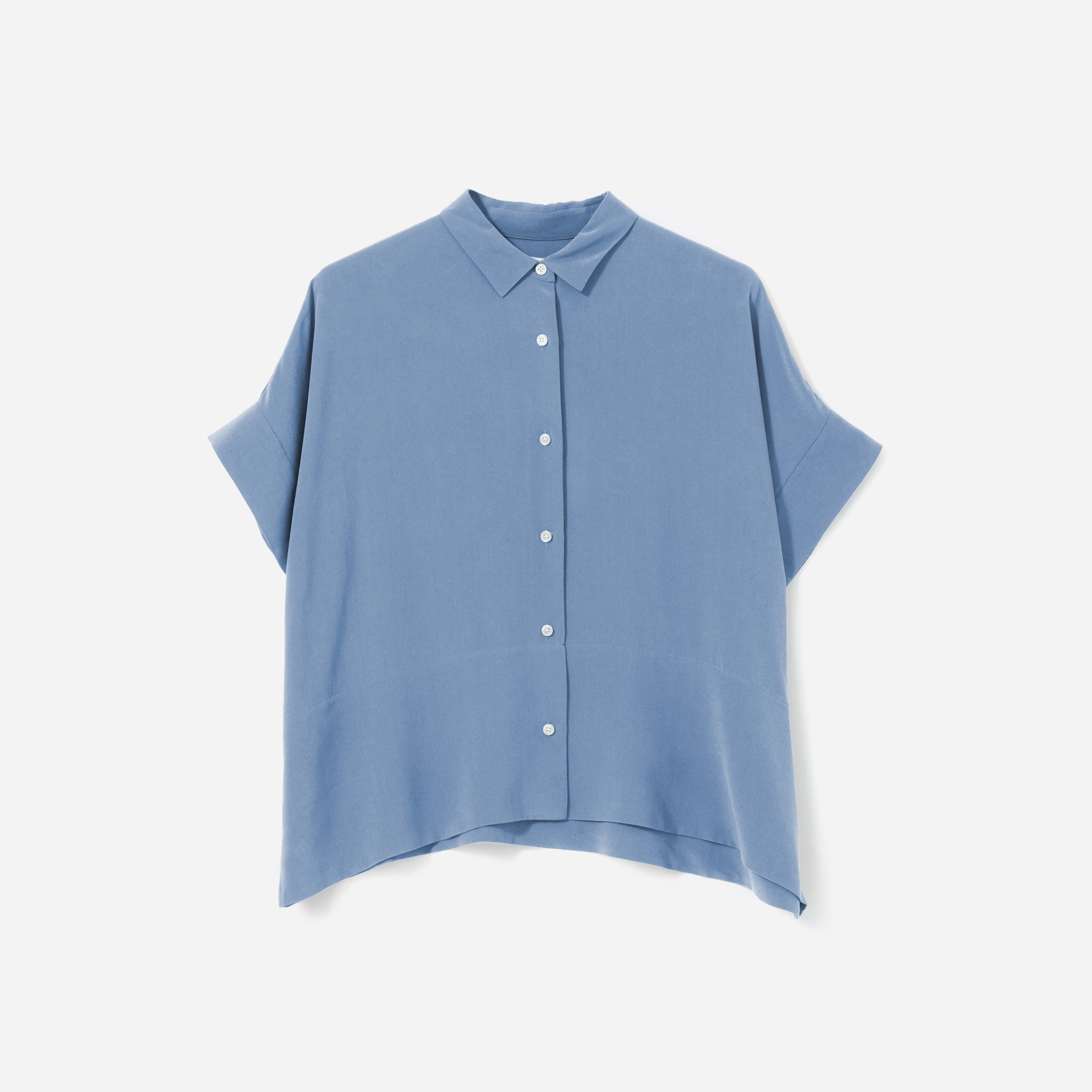 The Clean Silk Short-Sleeve Square Shirt French Blue – Everlane