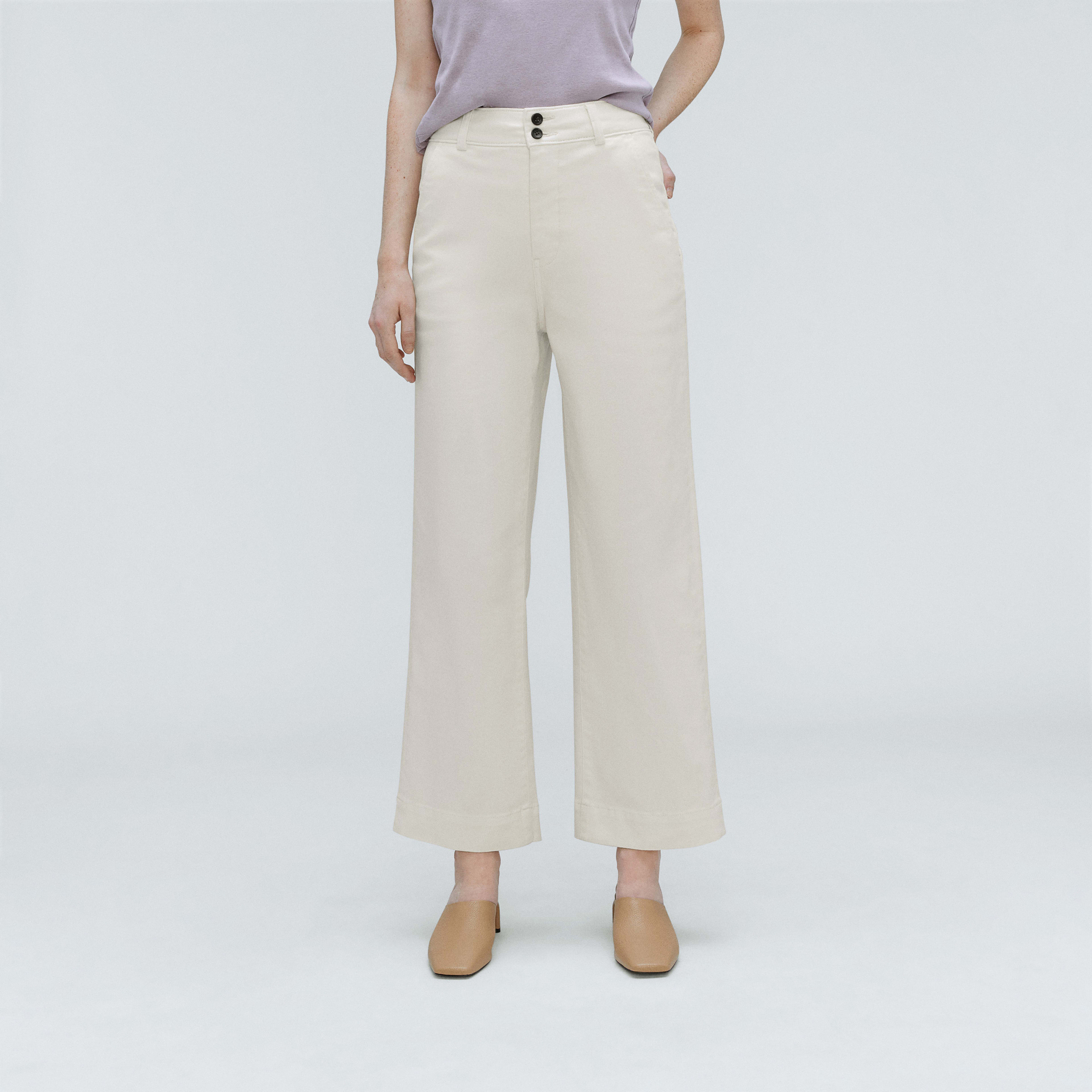 The Organic Wide-Leg Pant Bone – Everlane