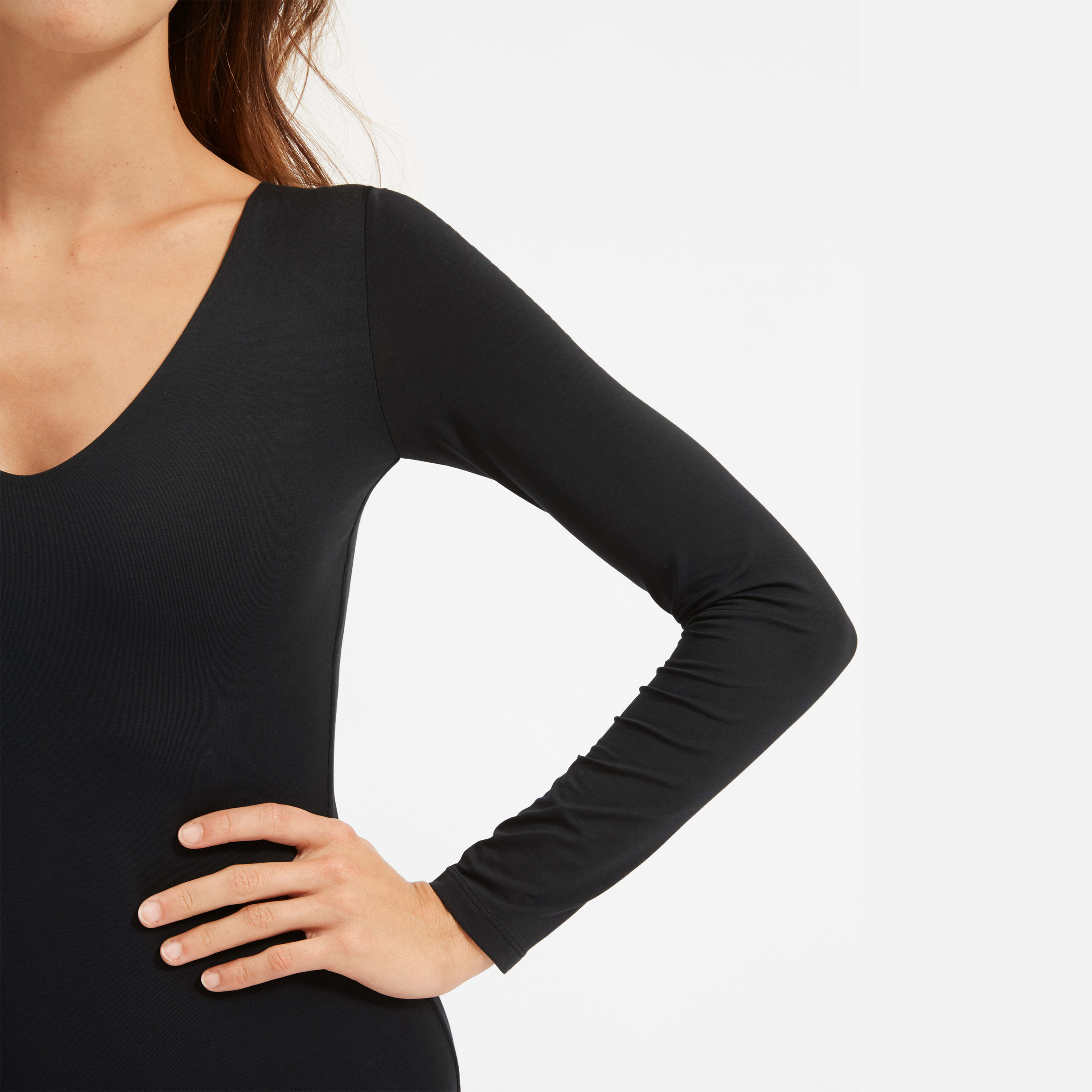 The Long-Sleeve V-Neck Bodysuit Black – Everlane