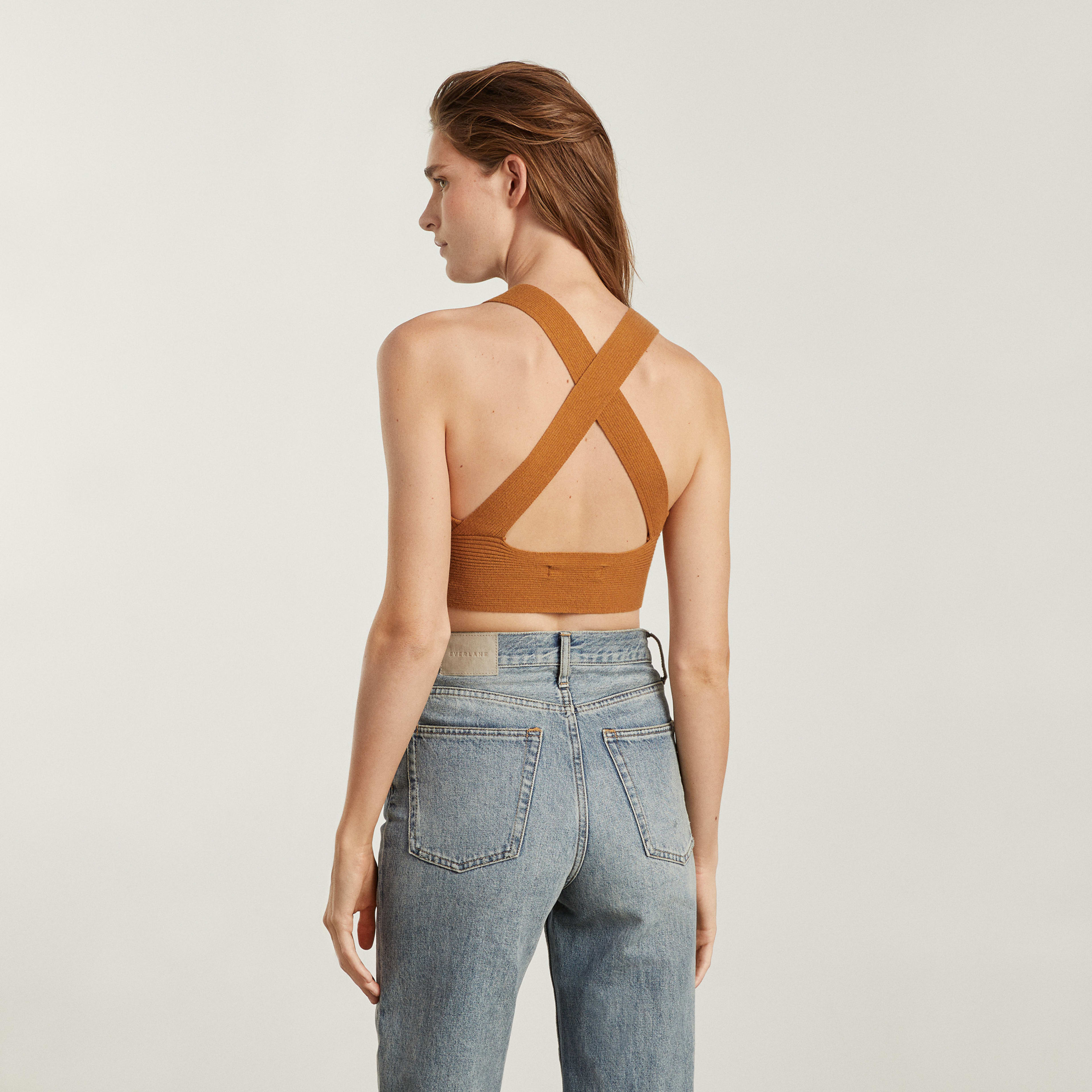 The Cross-Back Cropped Sweater Top Butter Caramel – Everlane