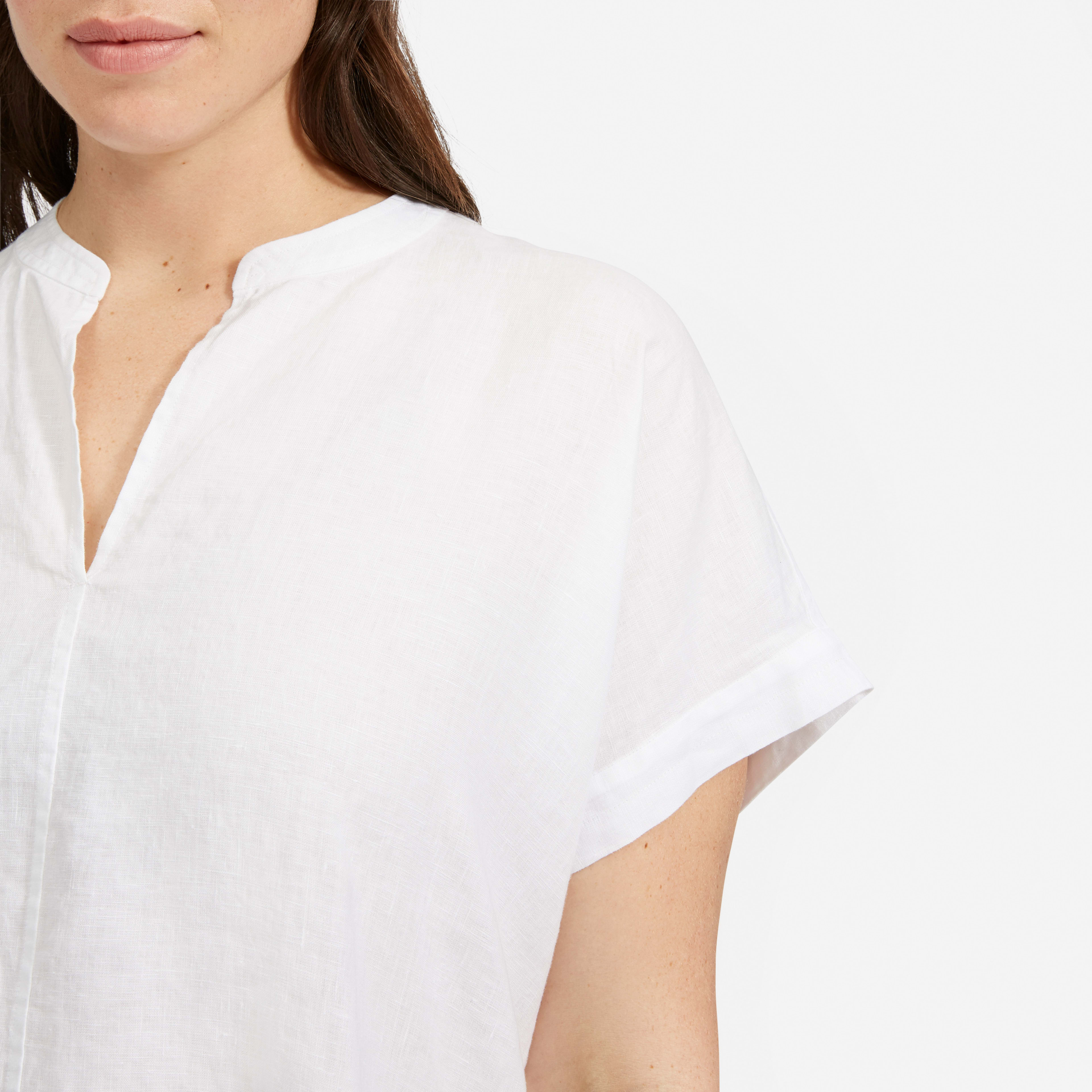 The Linen Split-Neck Top White – Everlane