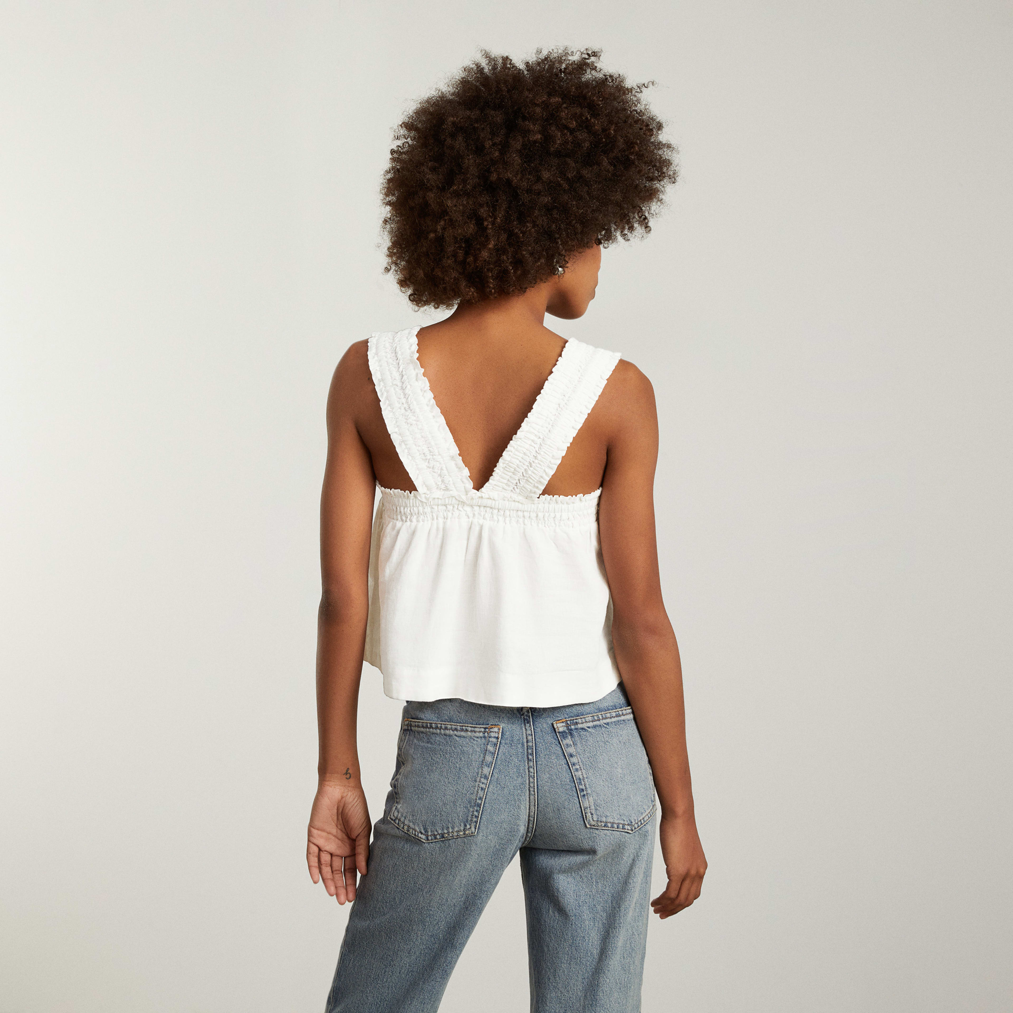 The Smocked Linen Cami White – Everlane