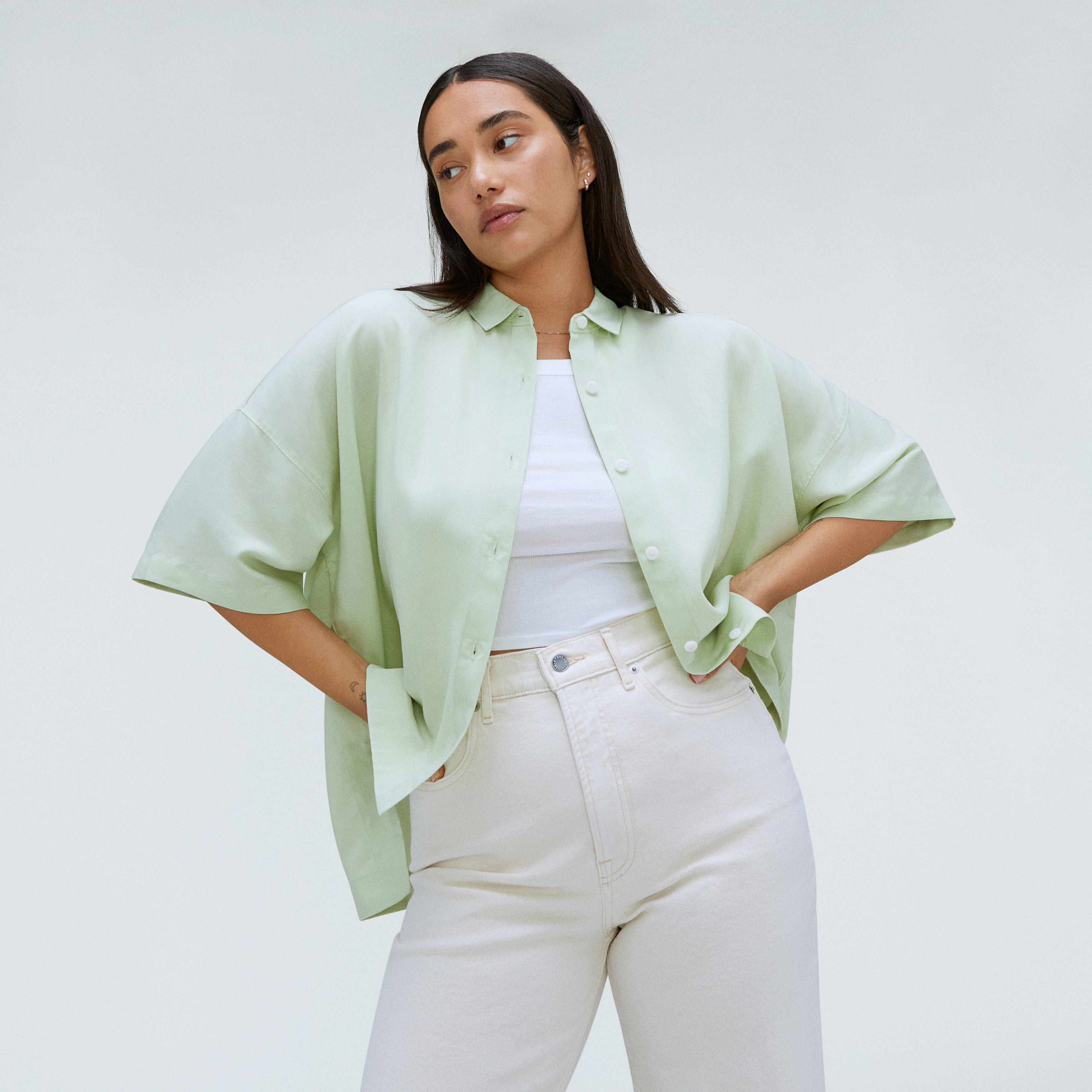 The Drapey Square Shirt Seafoam Green – Everlane