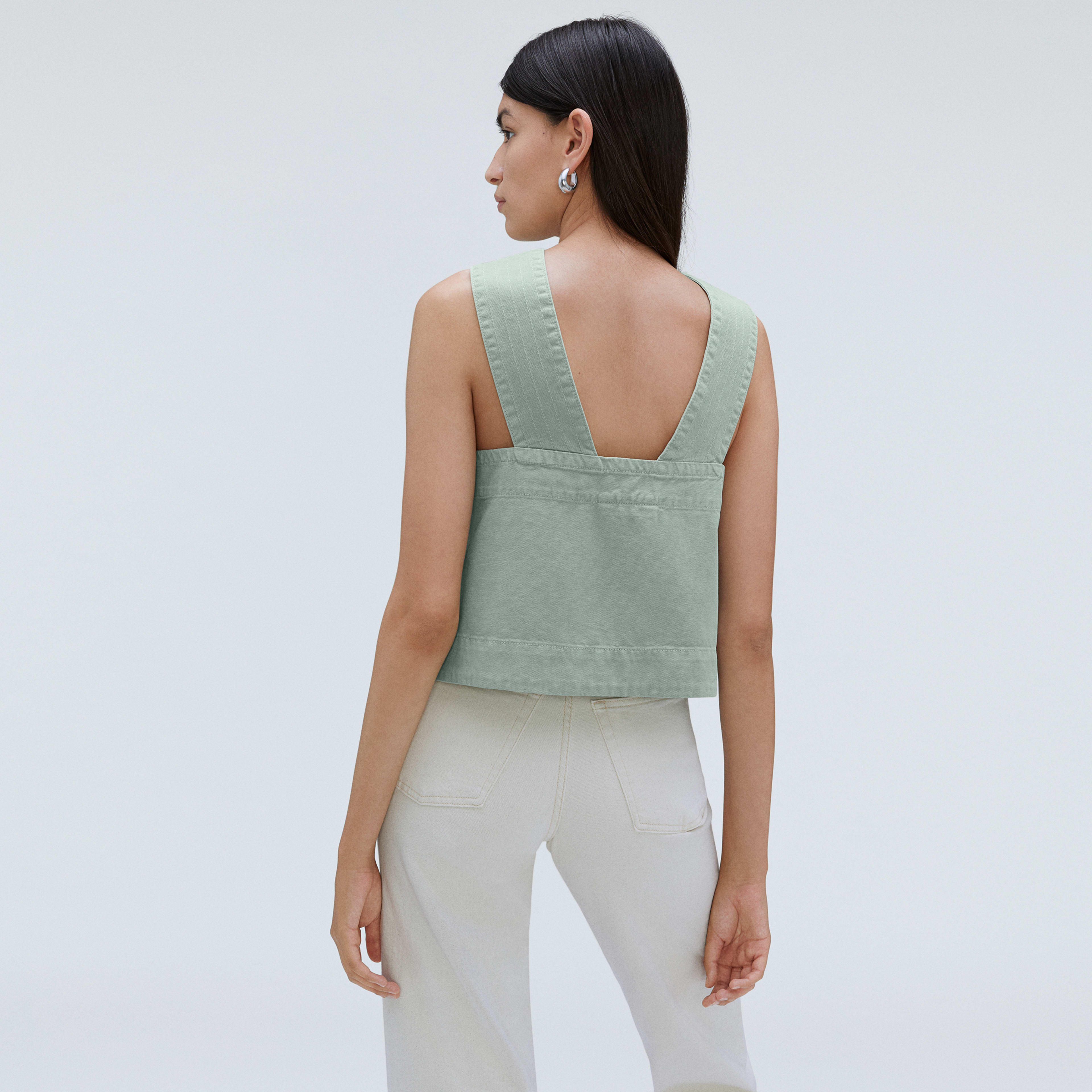 The Cross-Front Apron Top Sea Glass – Everlane