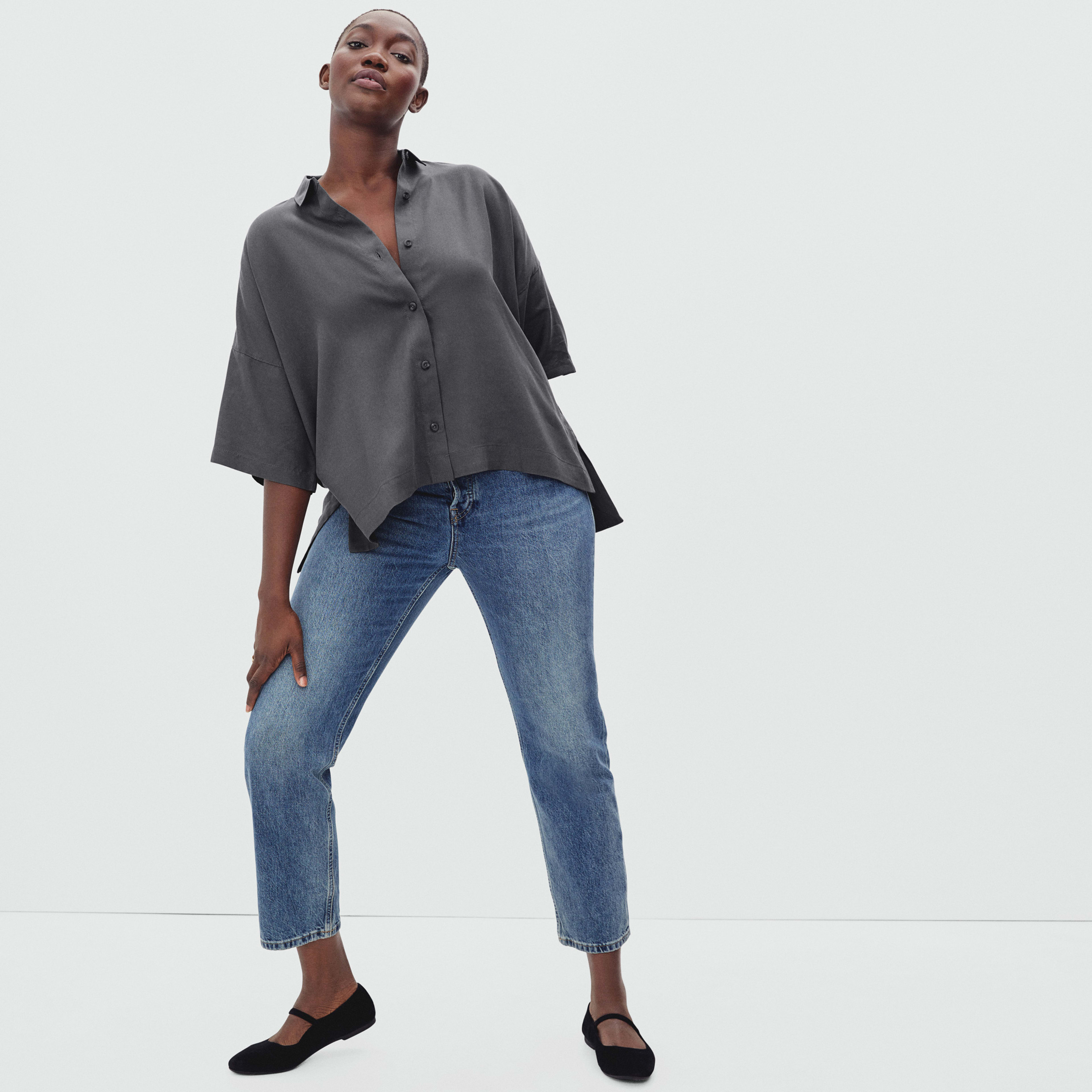 The Drapey Square Shirt Slate Grey – Everlane