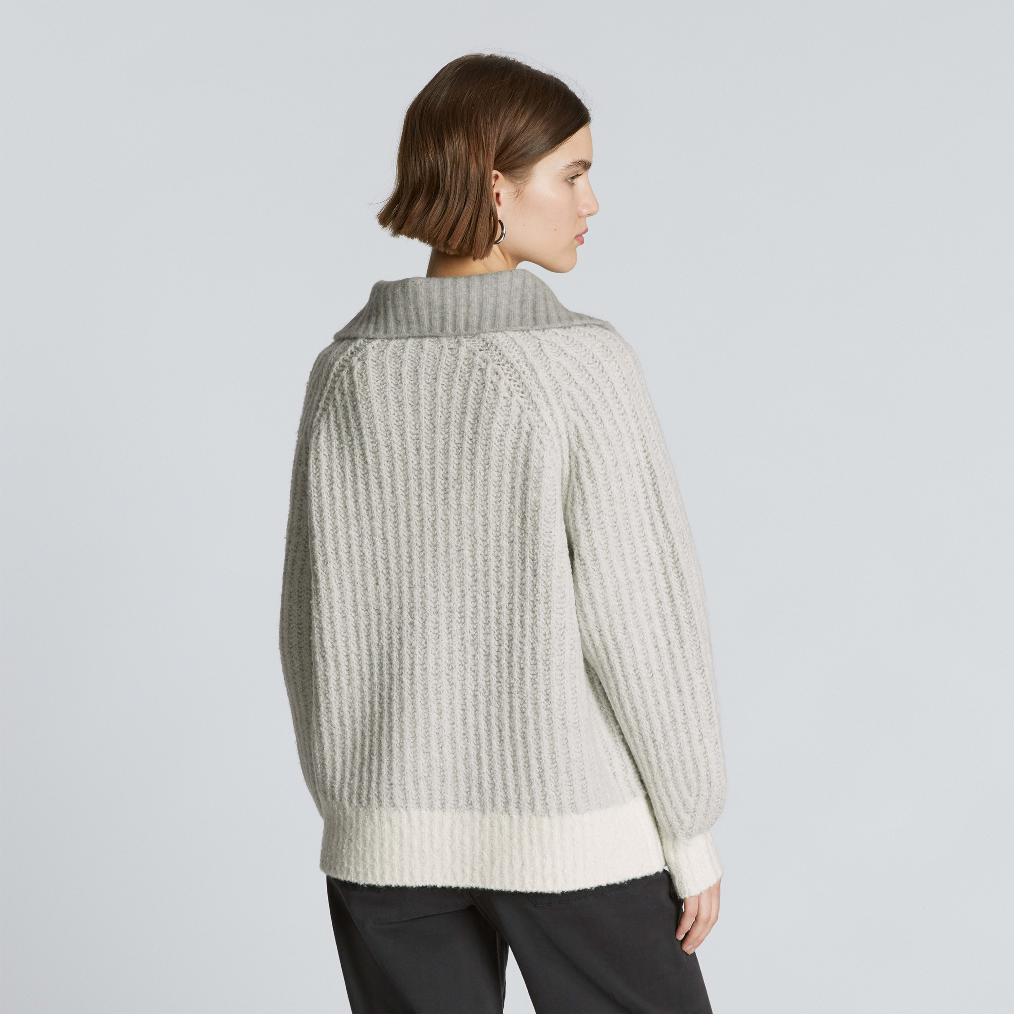 The Luxe Teddy Oversized Half Zip Sweater Canvas Tan / Heather Grey ...
