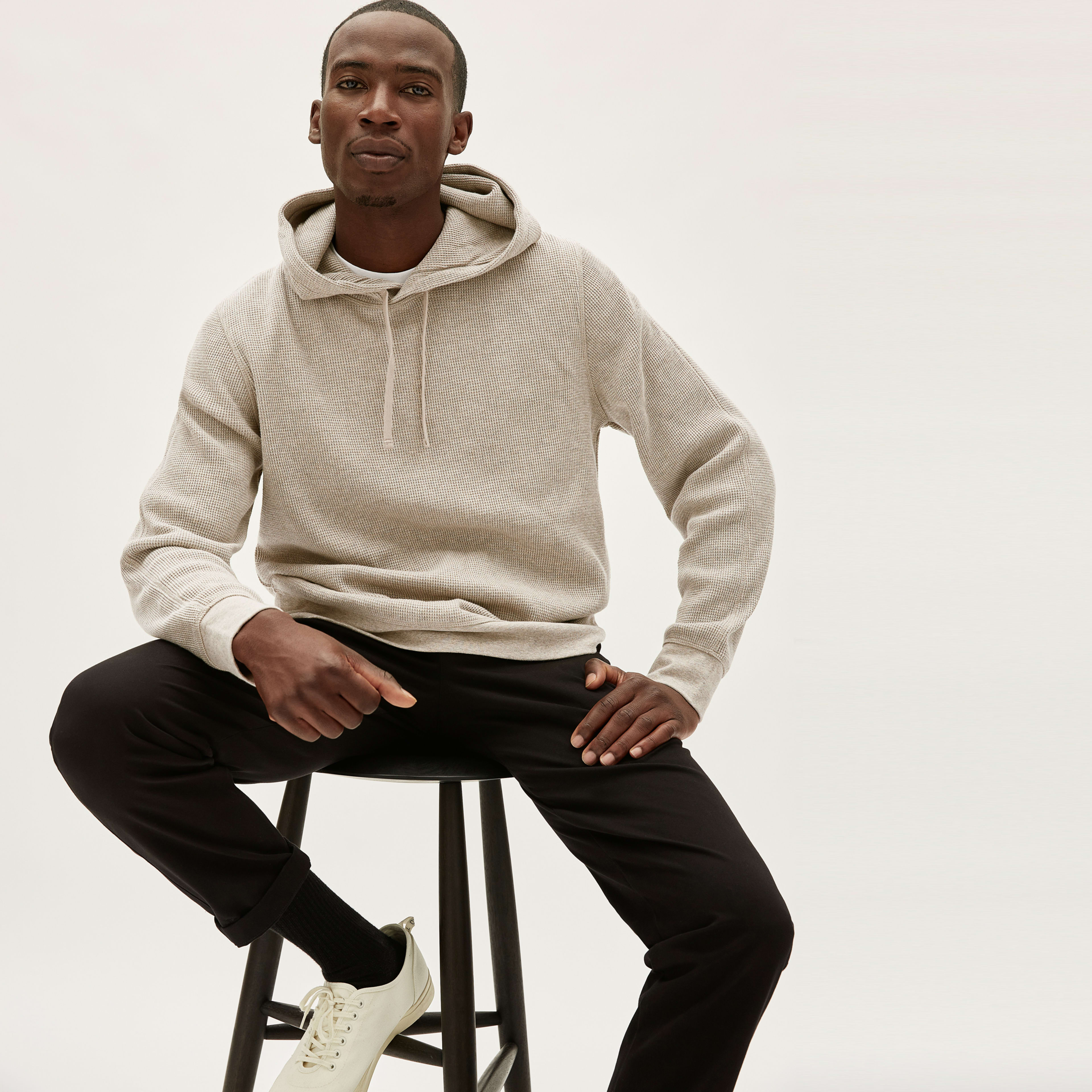 The Waffle-Knit Hoodie Heathered Oatmeal – Everlane