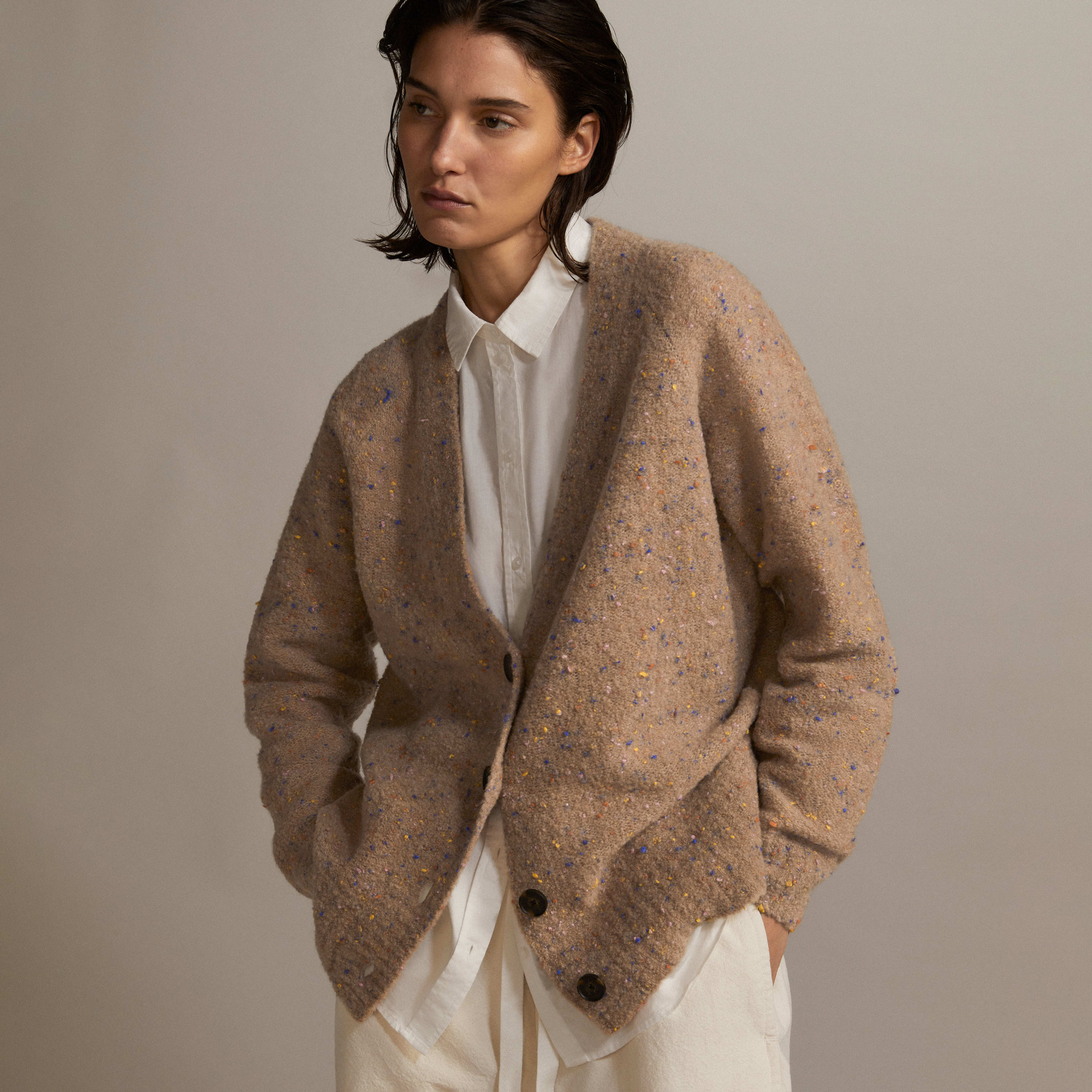 The Confetti Cardigan Taupe Multi – Everlane