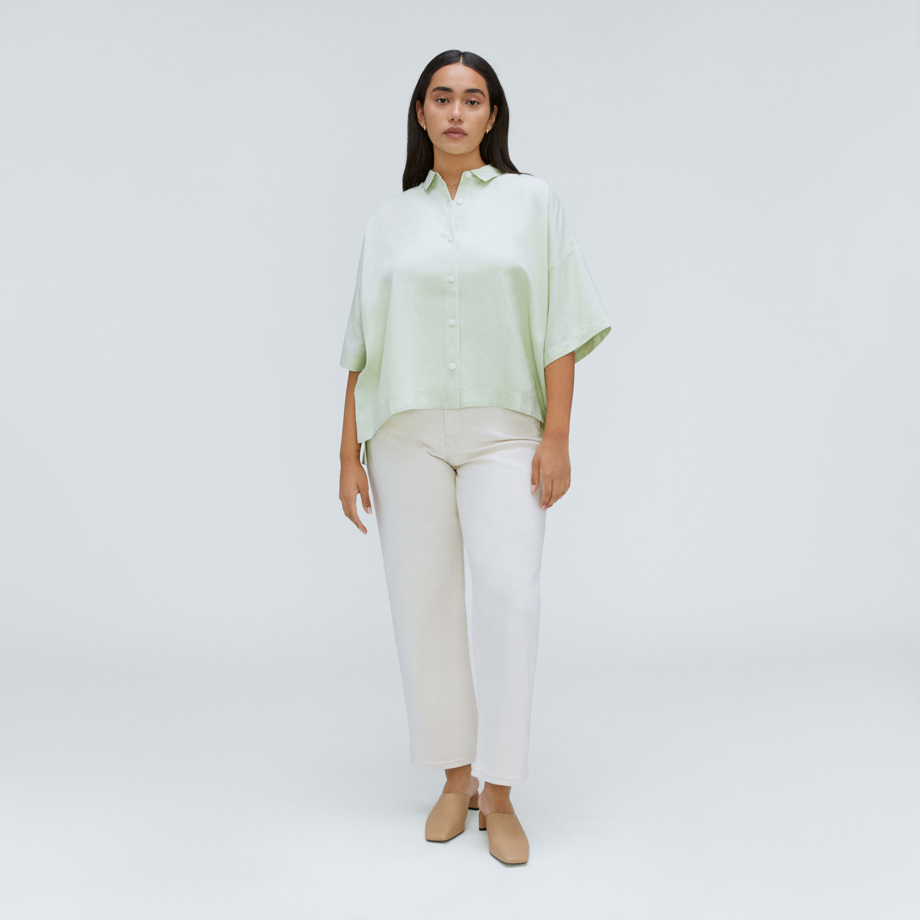 The Drapey Square Shirt Seafoam Green – Everlane