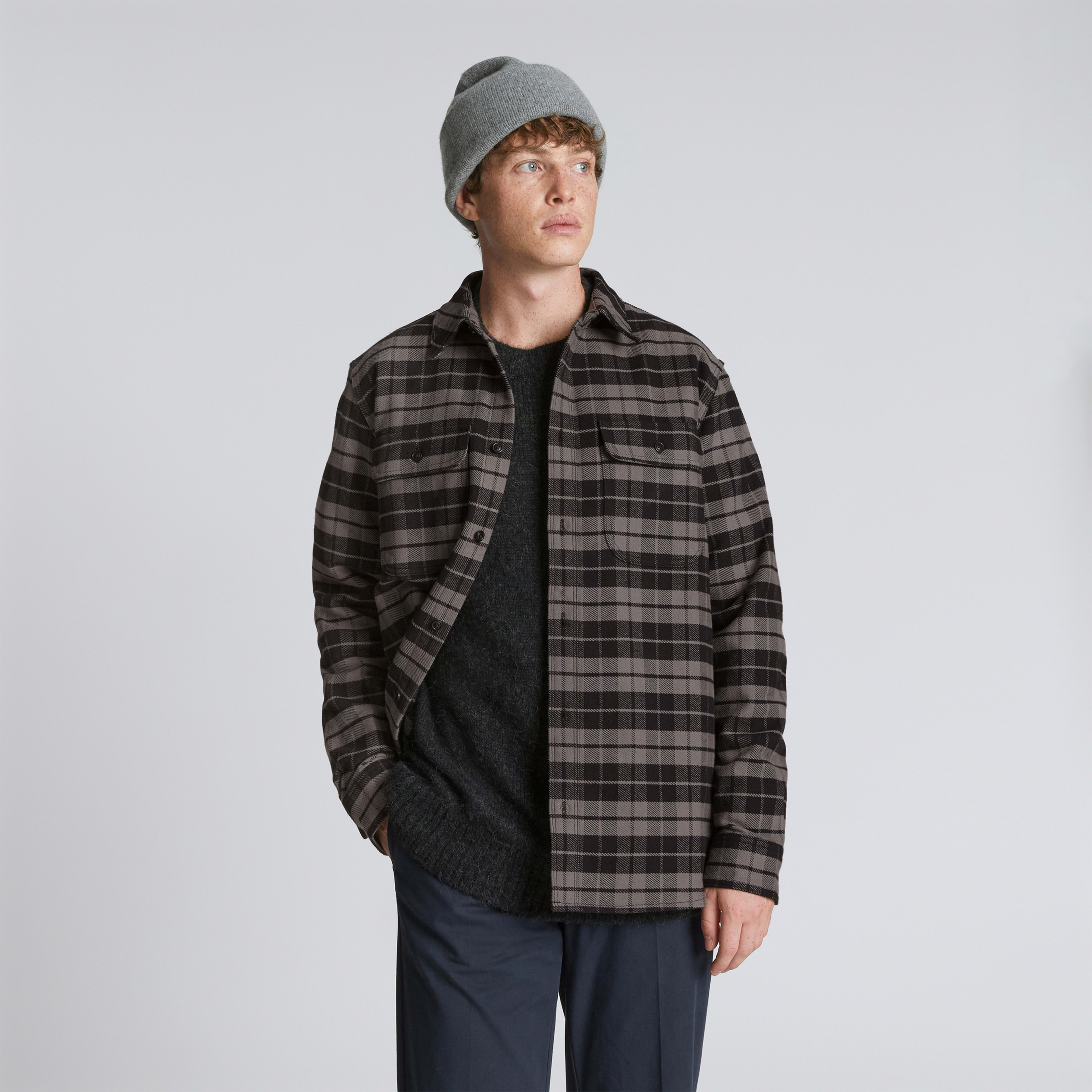 The Heavyweight Overshirt | Uniform Pewter Plaid – Everlane