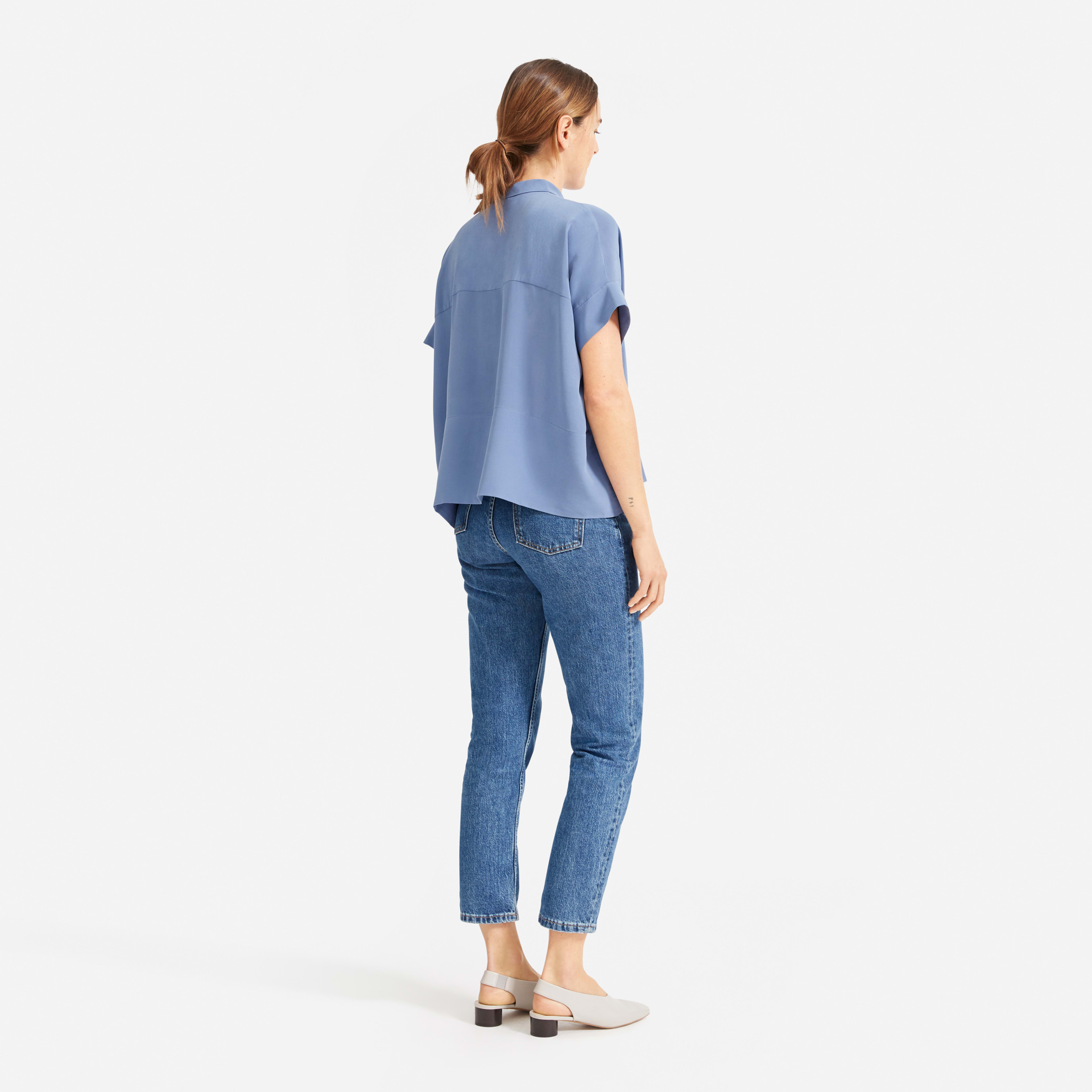 The Clean Silk Short-Sleeve Square Shirt French Blue – Everlane