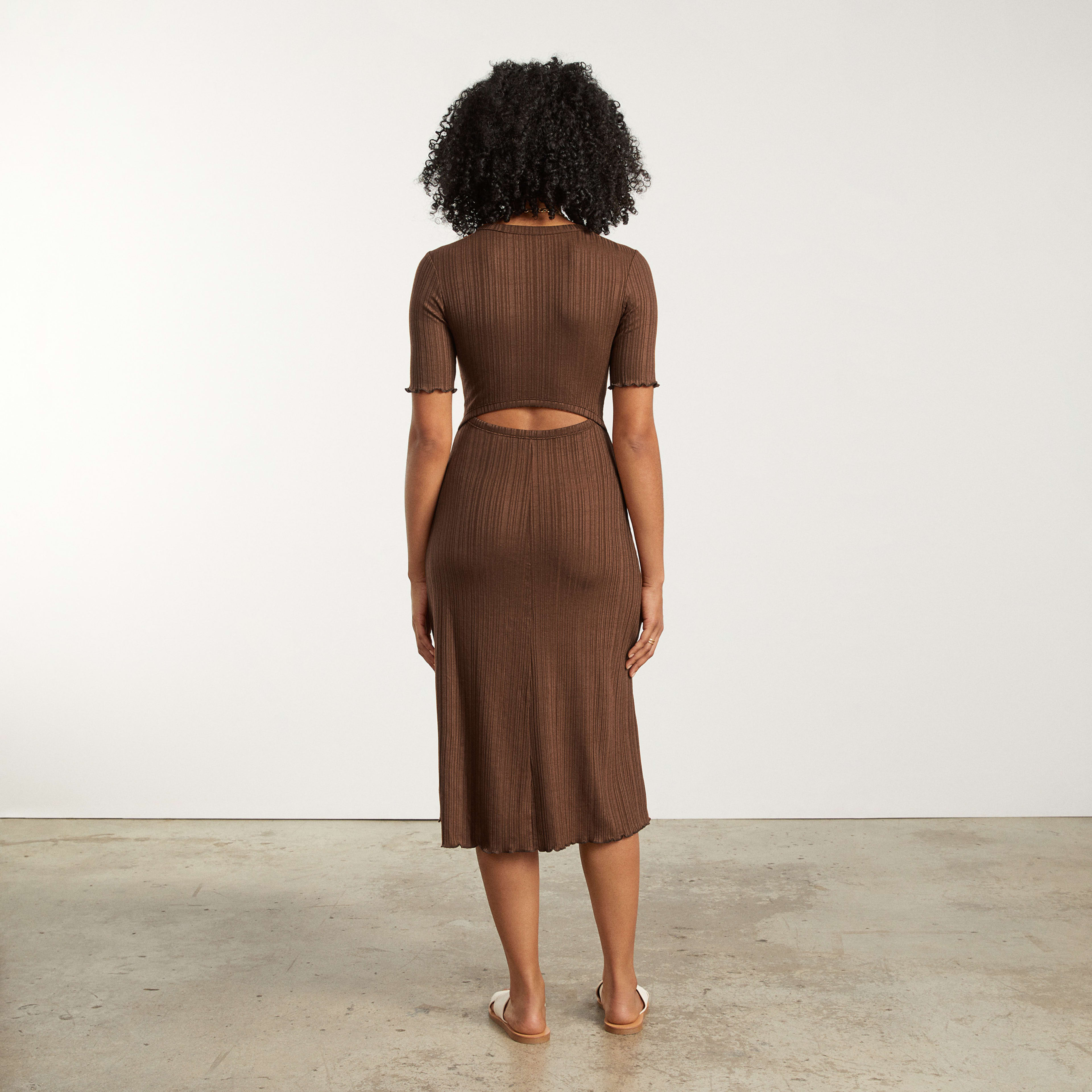 The Open Back Rib Dress Espresso – Everlane