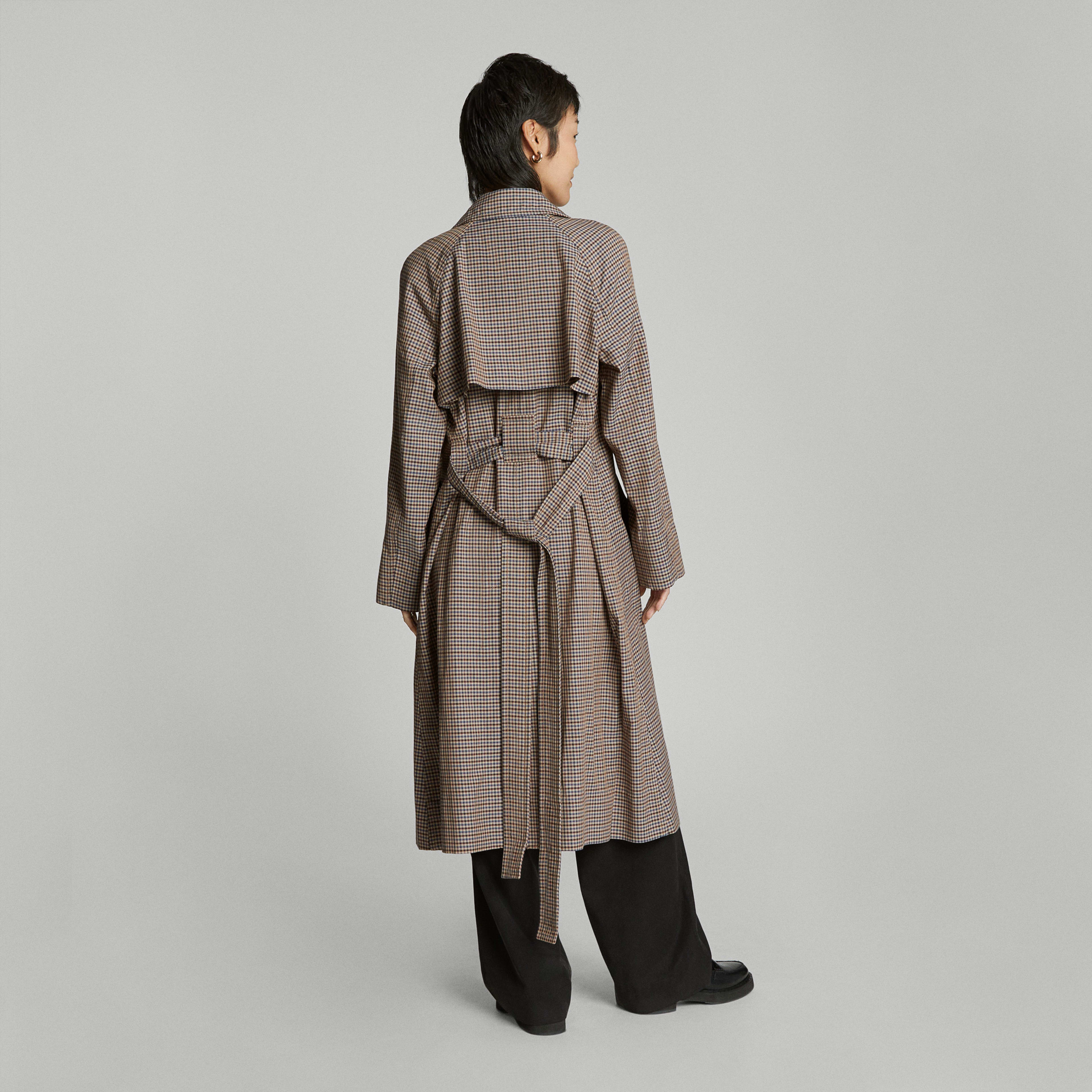 The Gathered Drape Trench Blue / Brown Houndstooth – Everlane