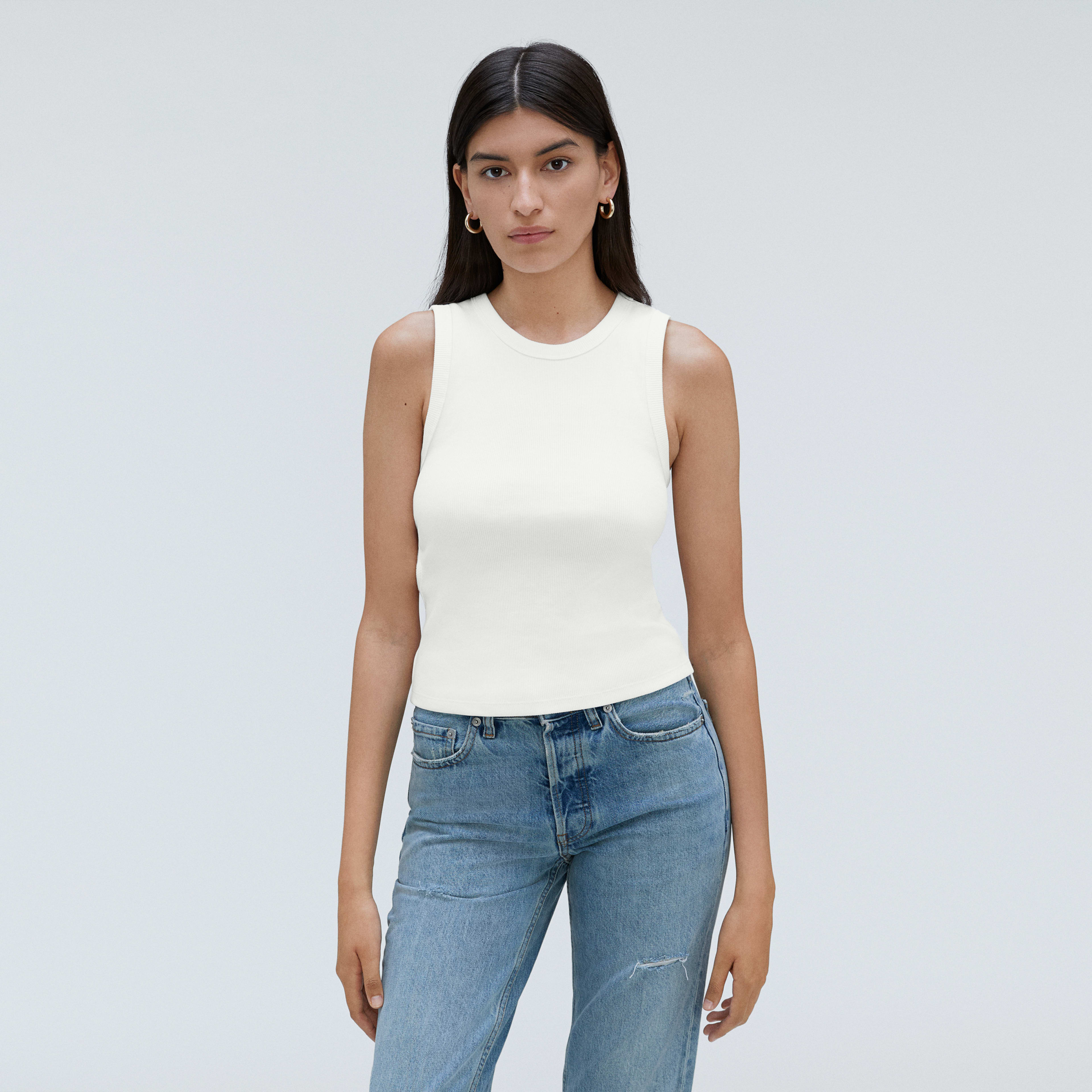 The Ribbed Cutout Tank White – Everlane