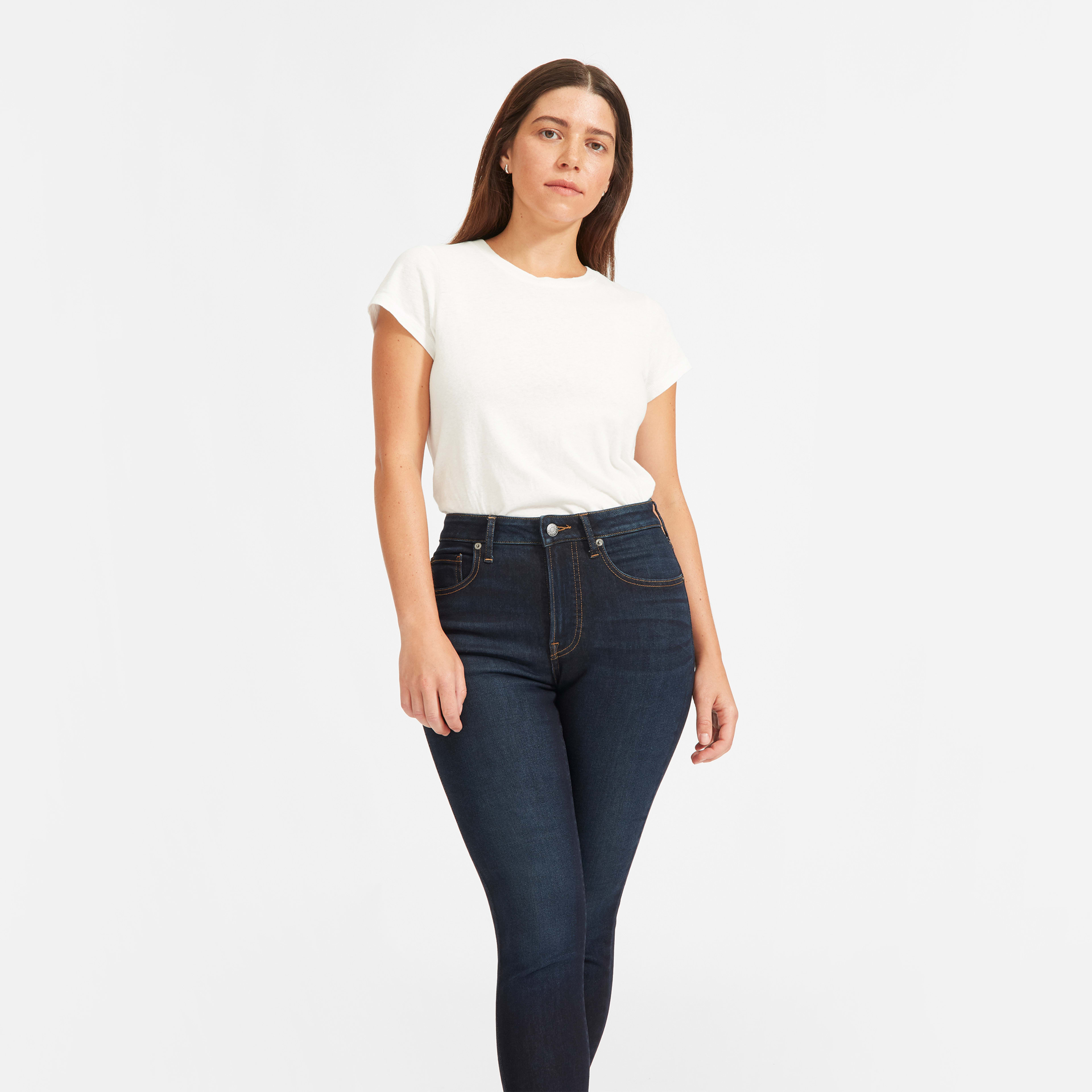 The Curvy Authentic Stretch High-Rise Skinny Jean Dark Blue Wash – Everlane
