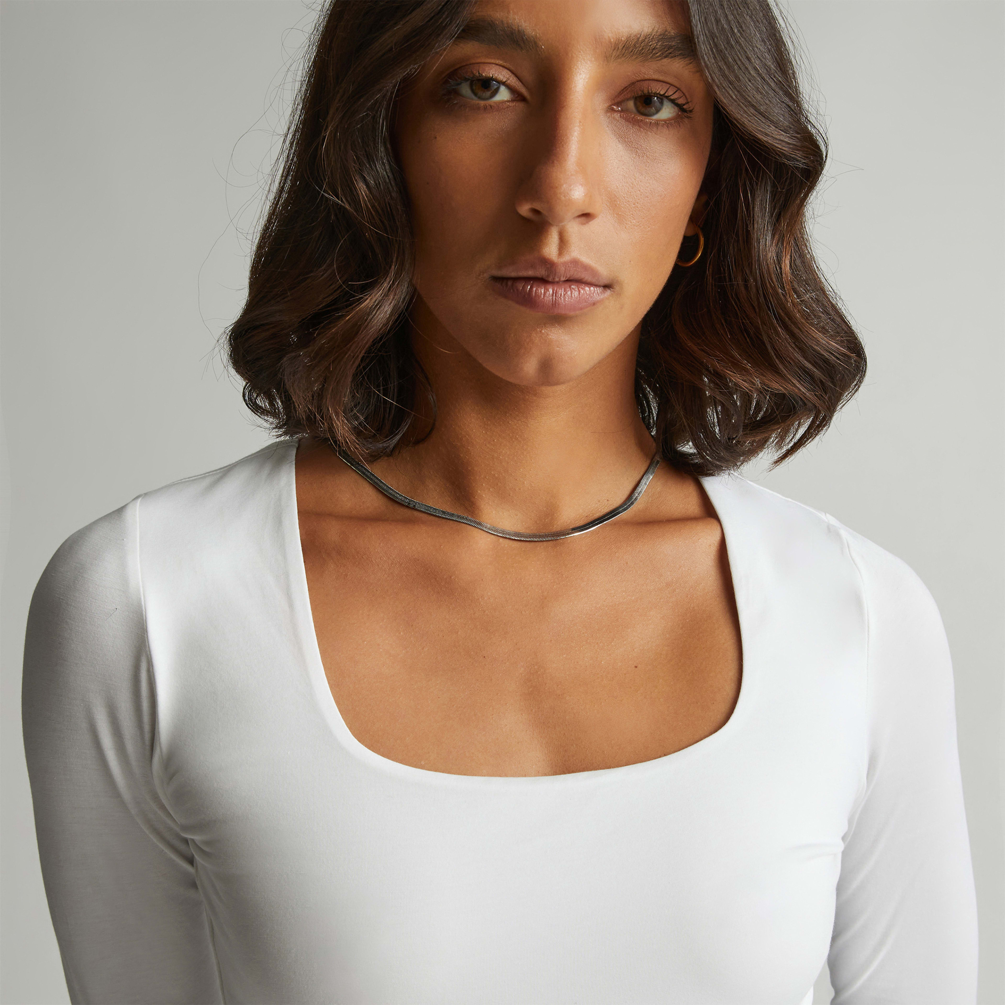 The Long-Sleeve Supima® Square-Neck Bodysuit White – Everlane