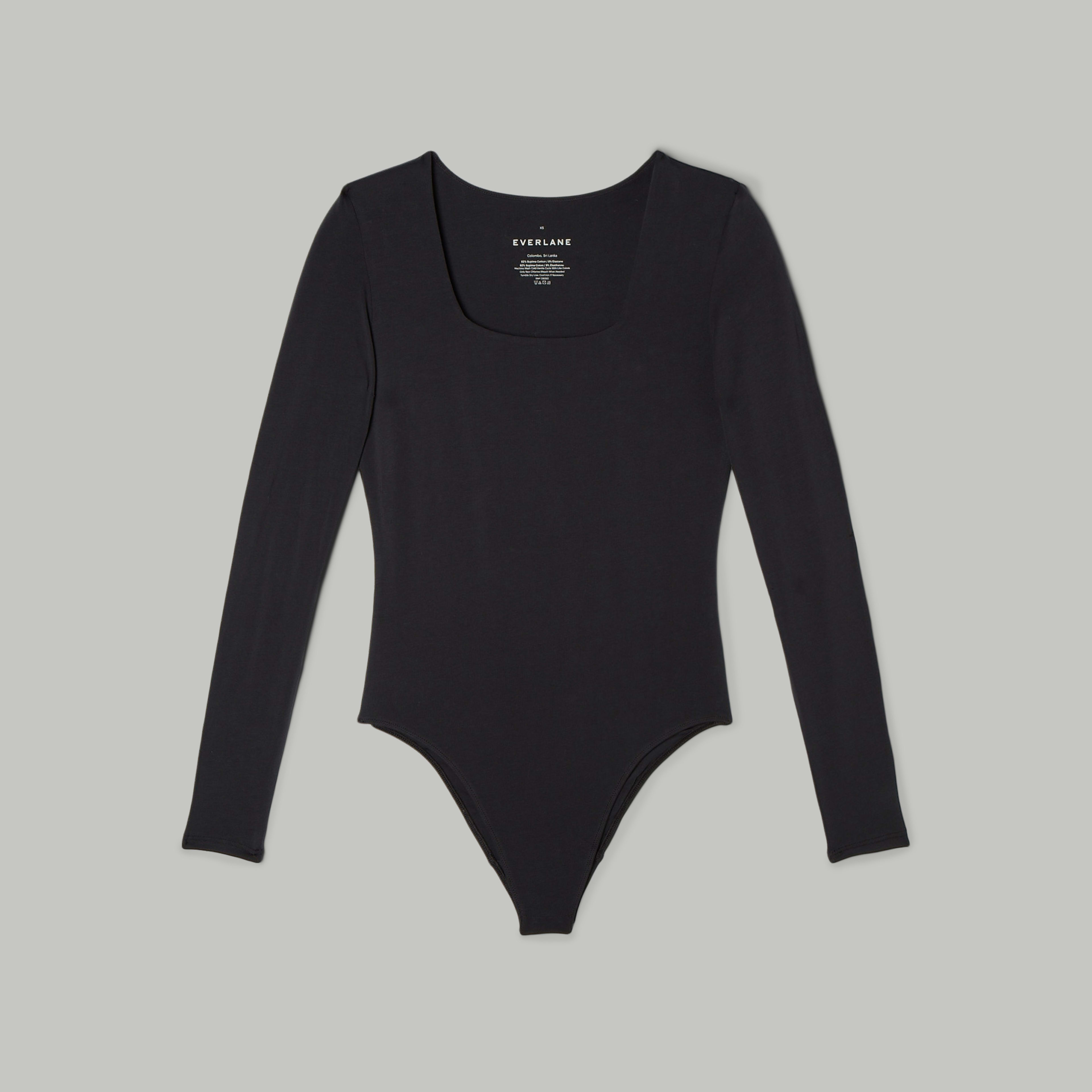 The Long-Sleeve Supima® Square-Neck Bodysuit Black – Everlane