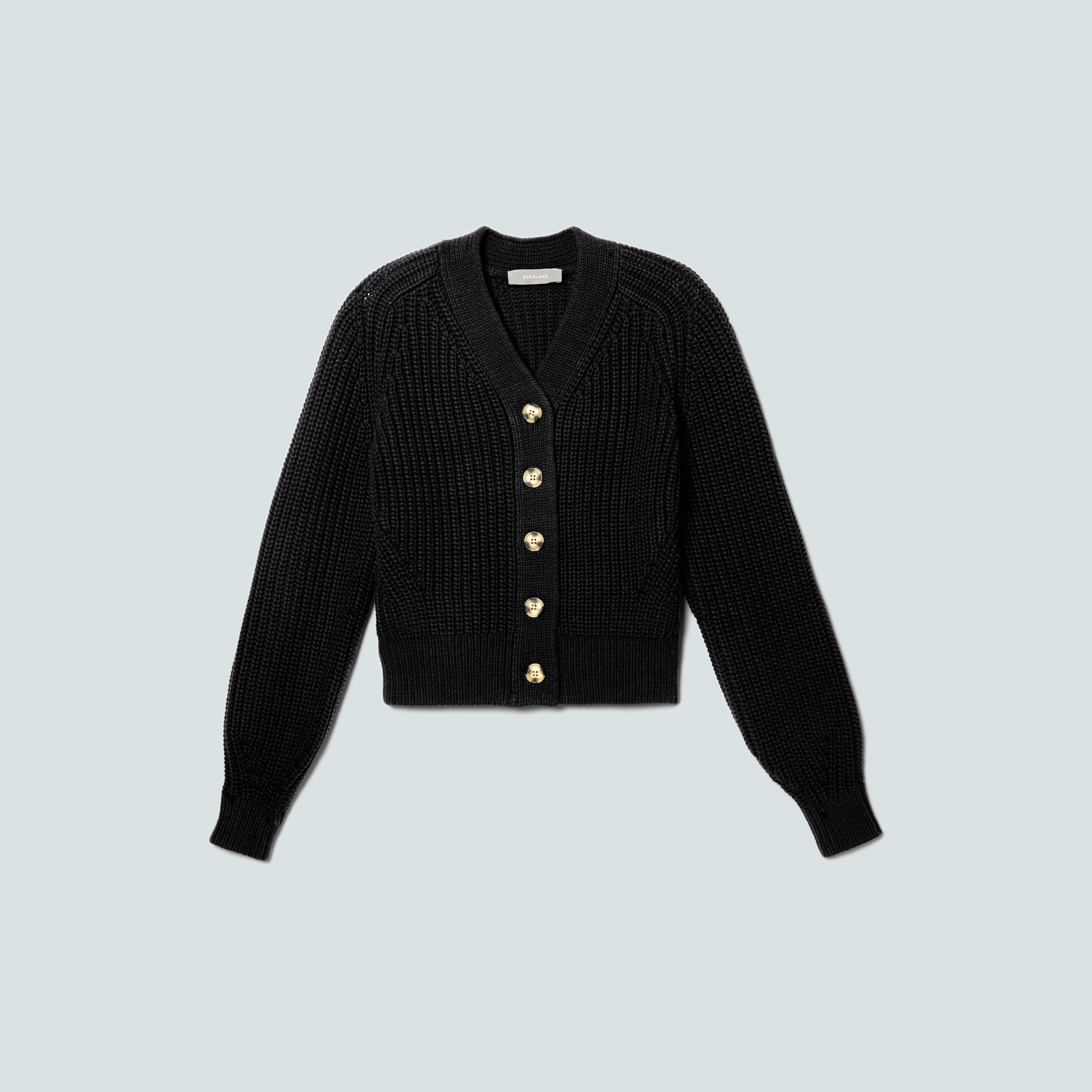 The Texture Cotton Cardigan Black – Everlane