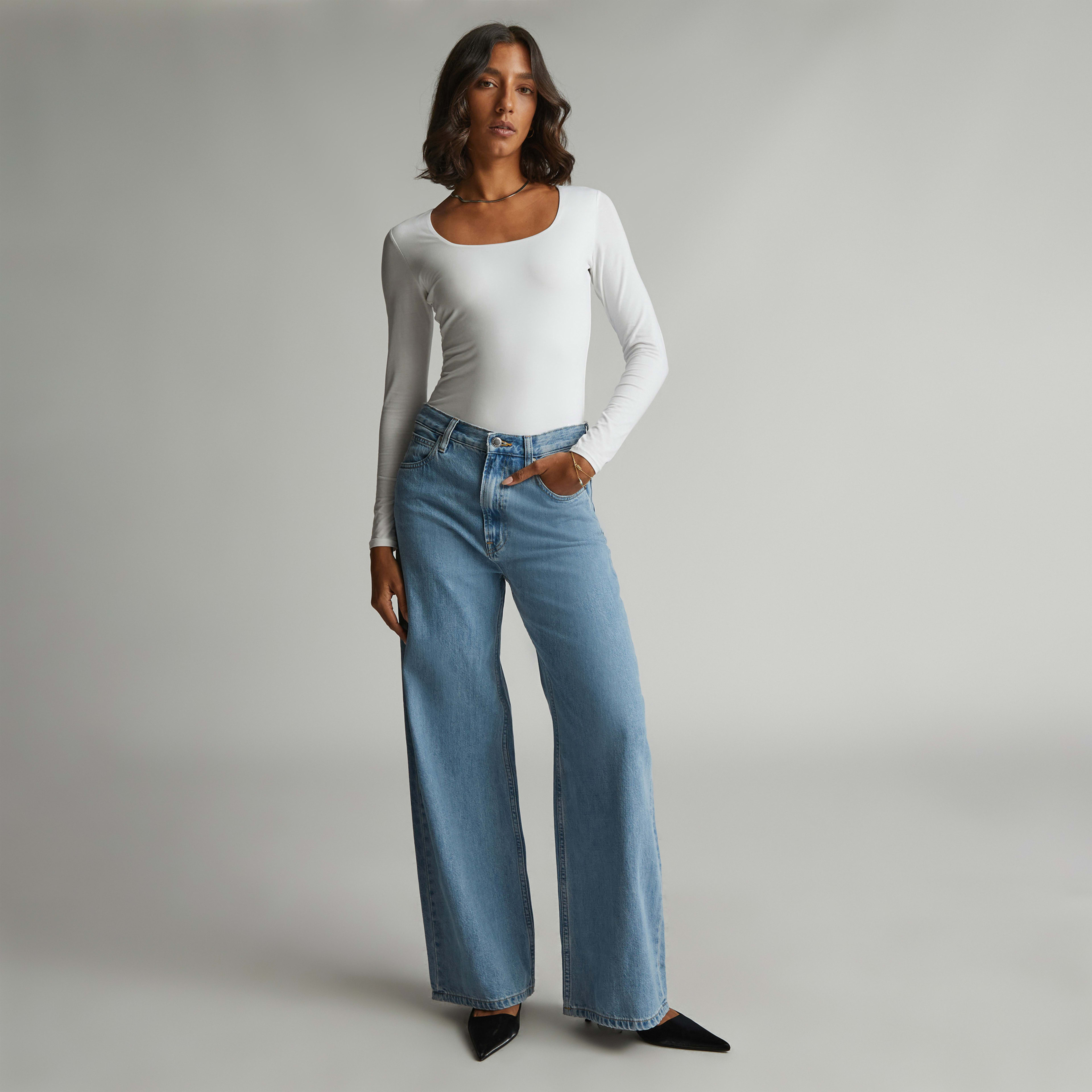 The Long-Sleeve Supima® Square-Neck Bodysuit White – Everlane