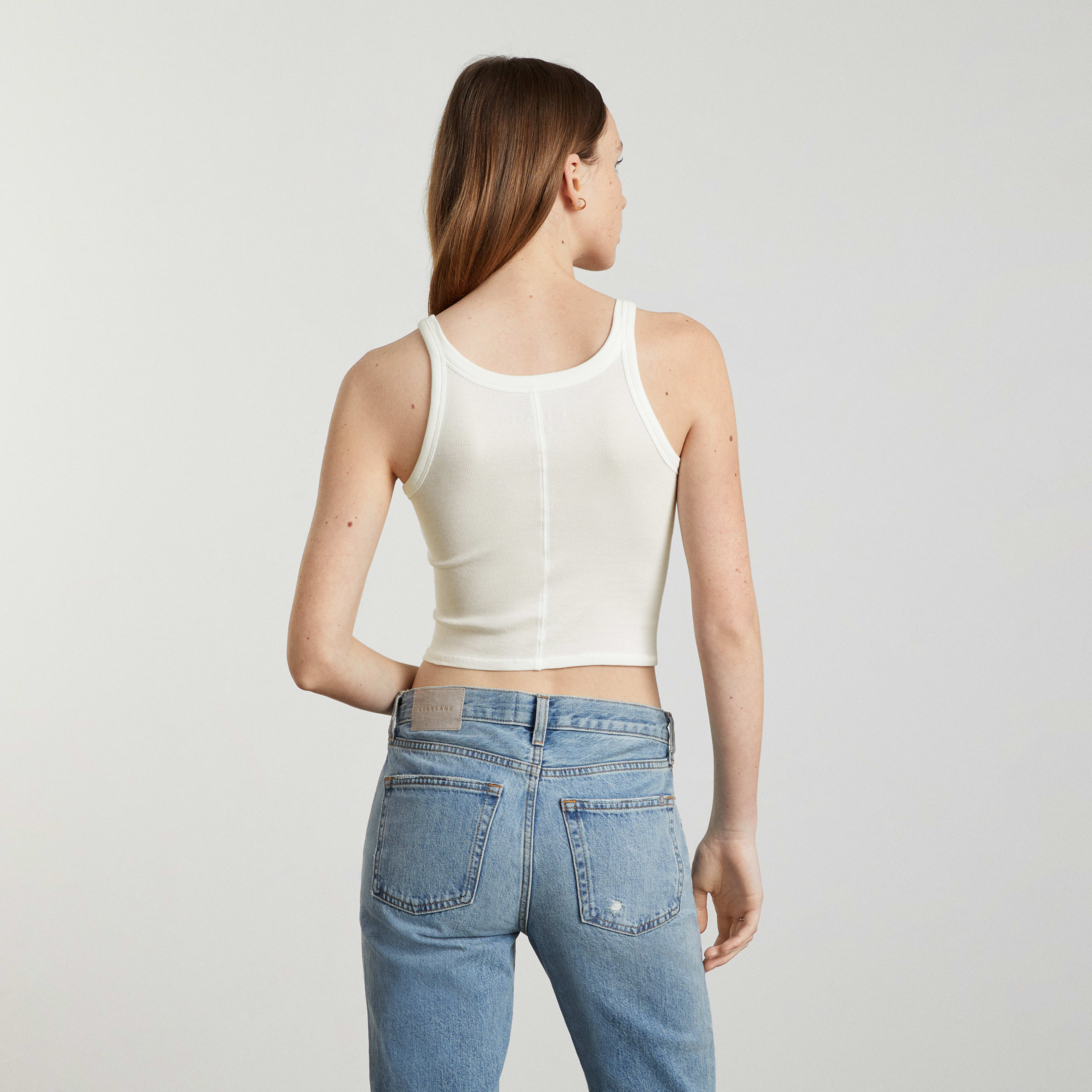 The Pima Micro Rib Short Tank White Everlane