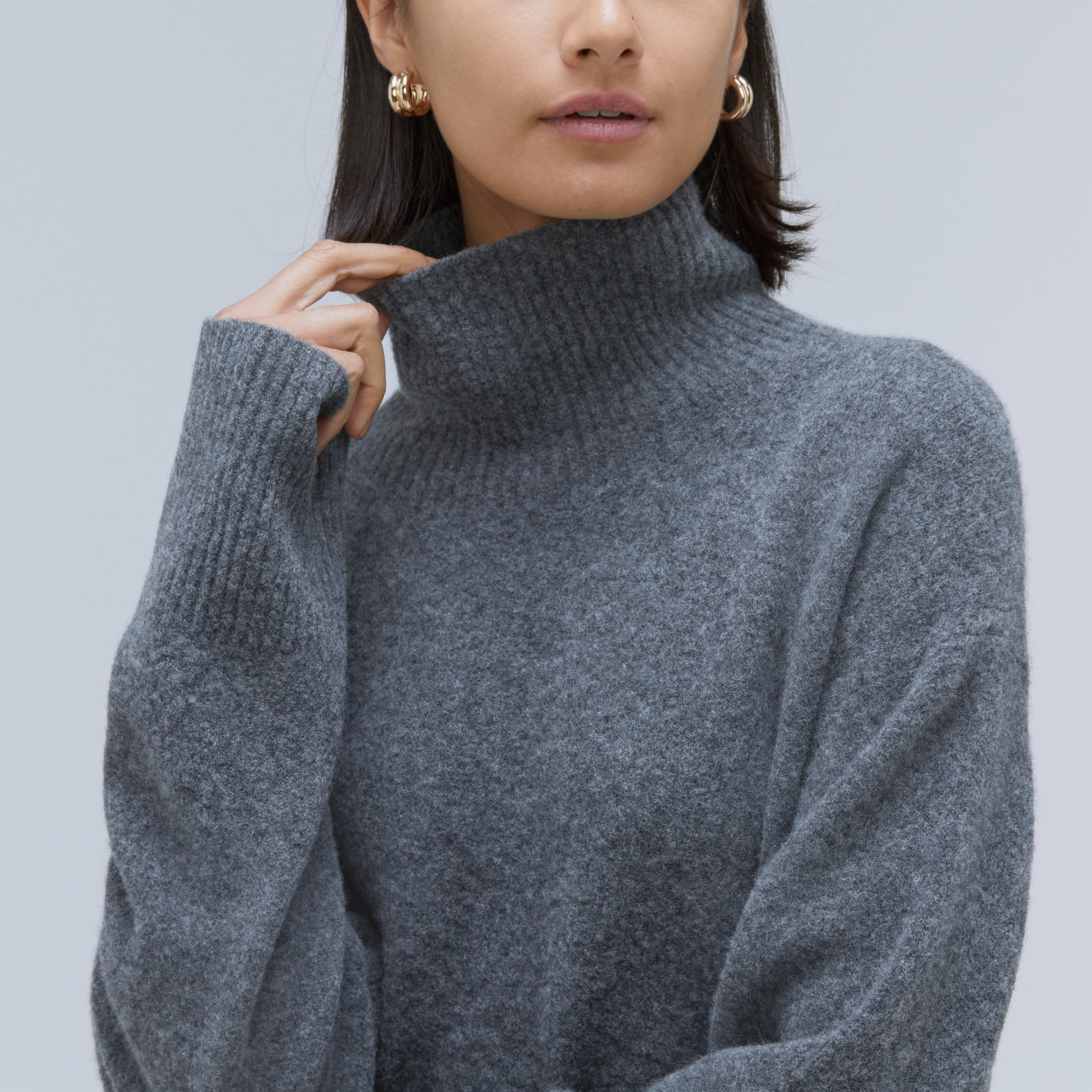 The Cozy Stretch Turtleneck Dress Heathered Charcoal – Everlane
