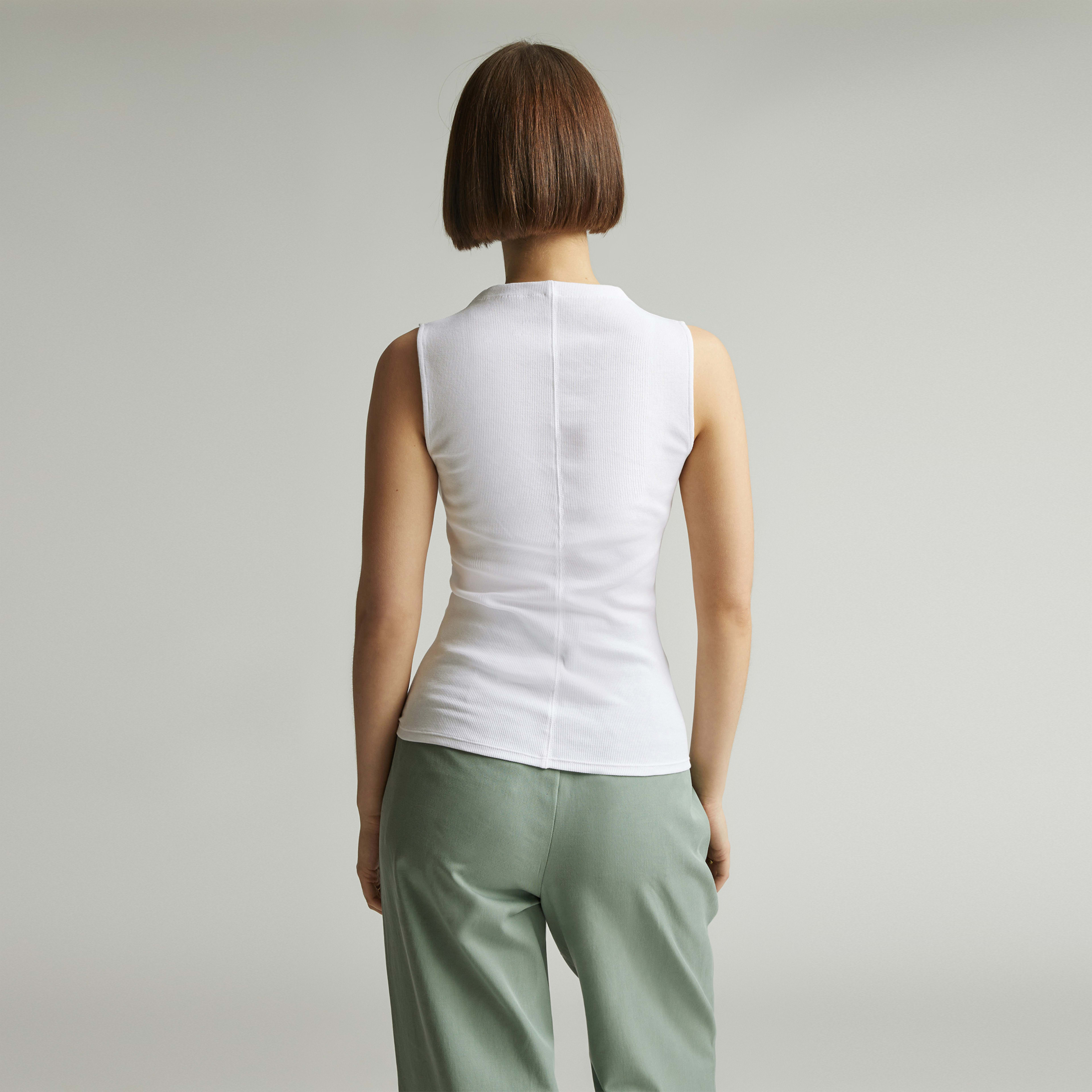 The Pima Micro-Rib Funnel-Neck Tank White – Everlane