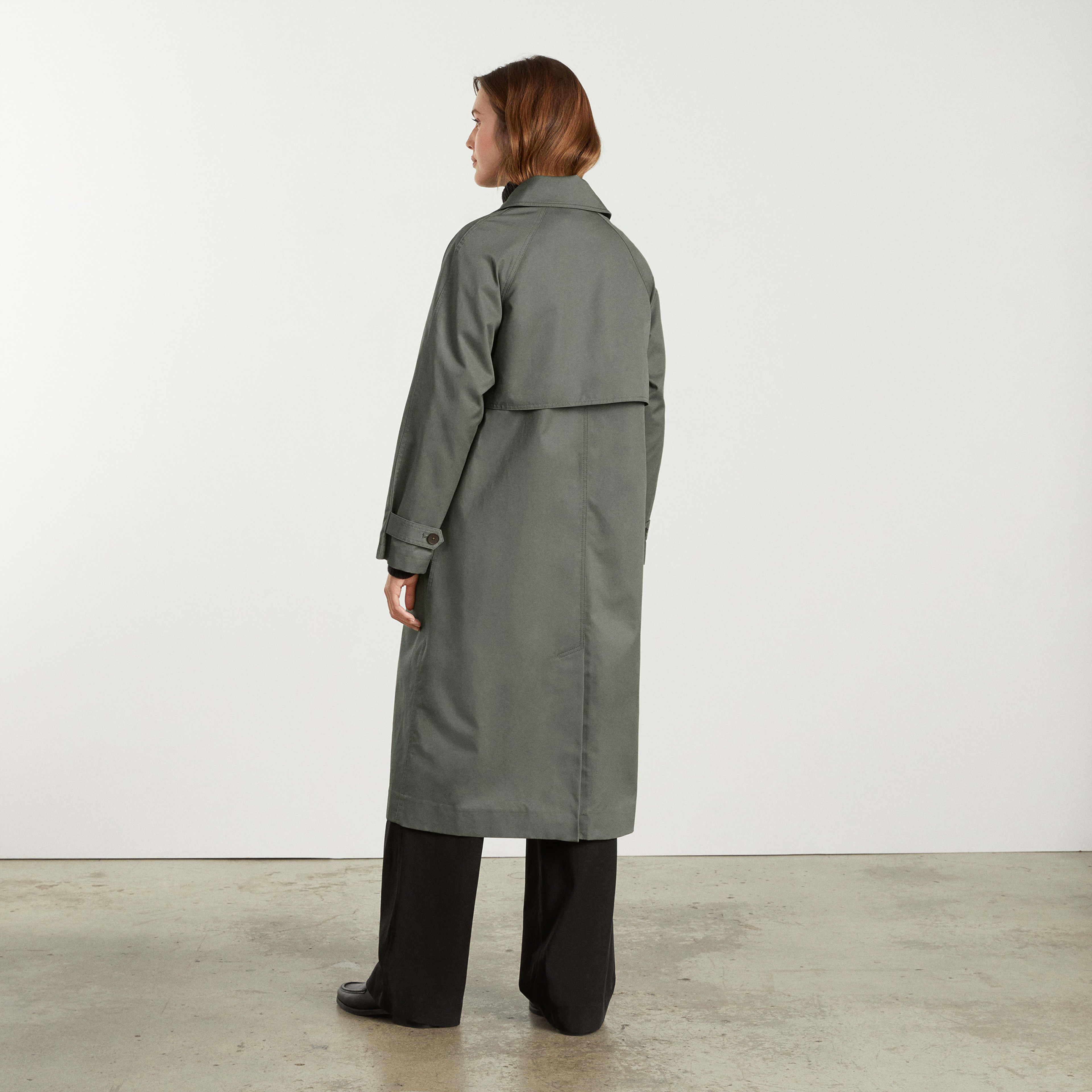 The Long Mac Coat Pewter Green – Everlane