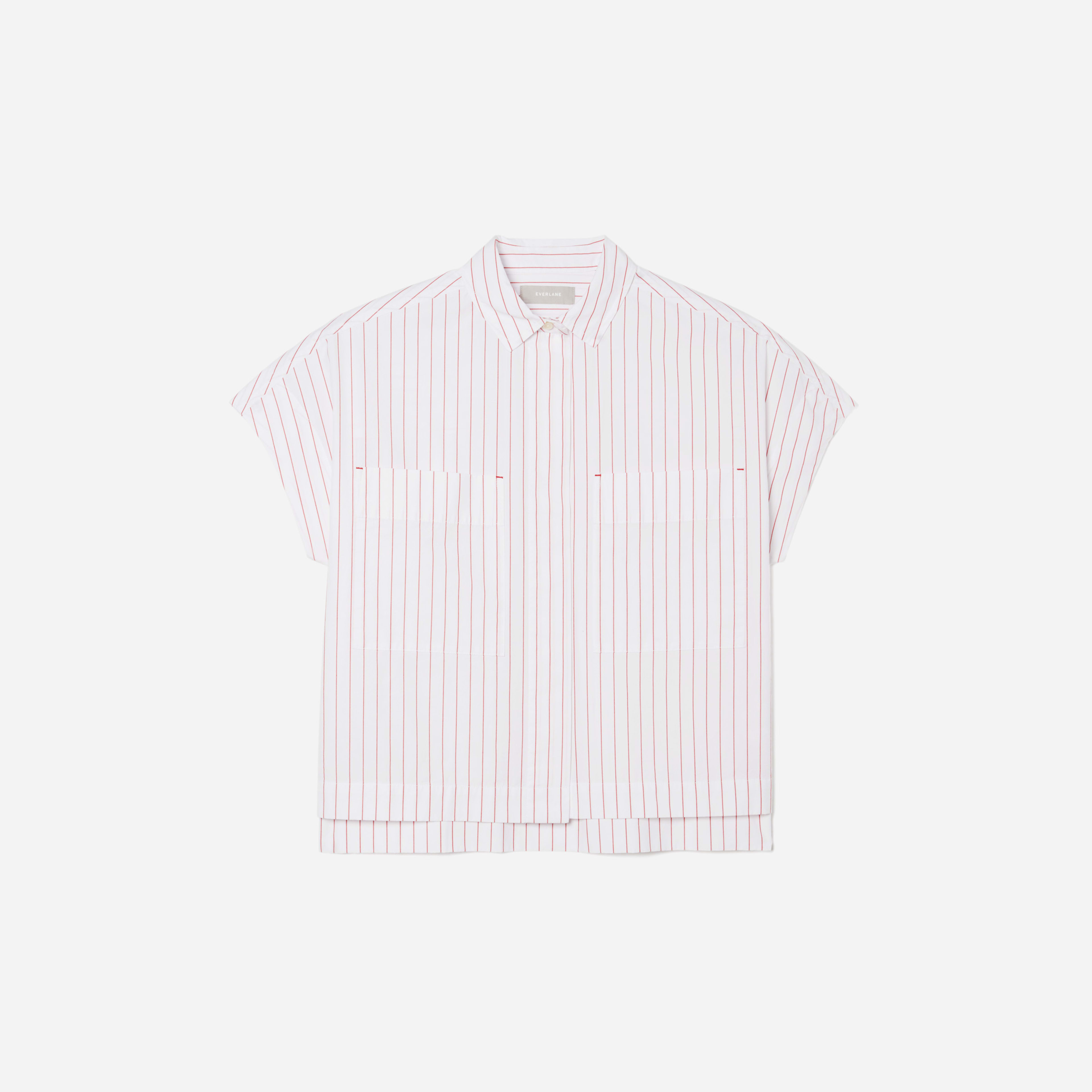 The Short-Sleeve Box Shirt Red Pinstripe – Everlane