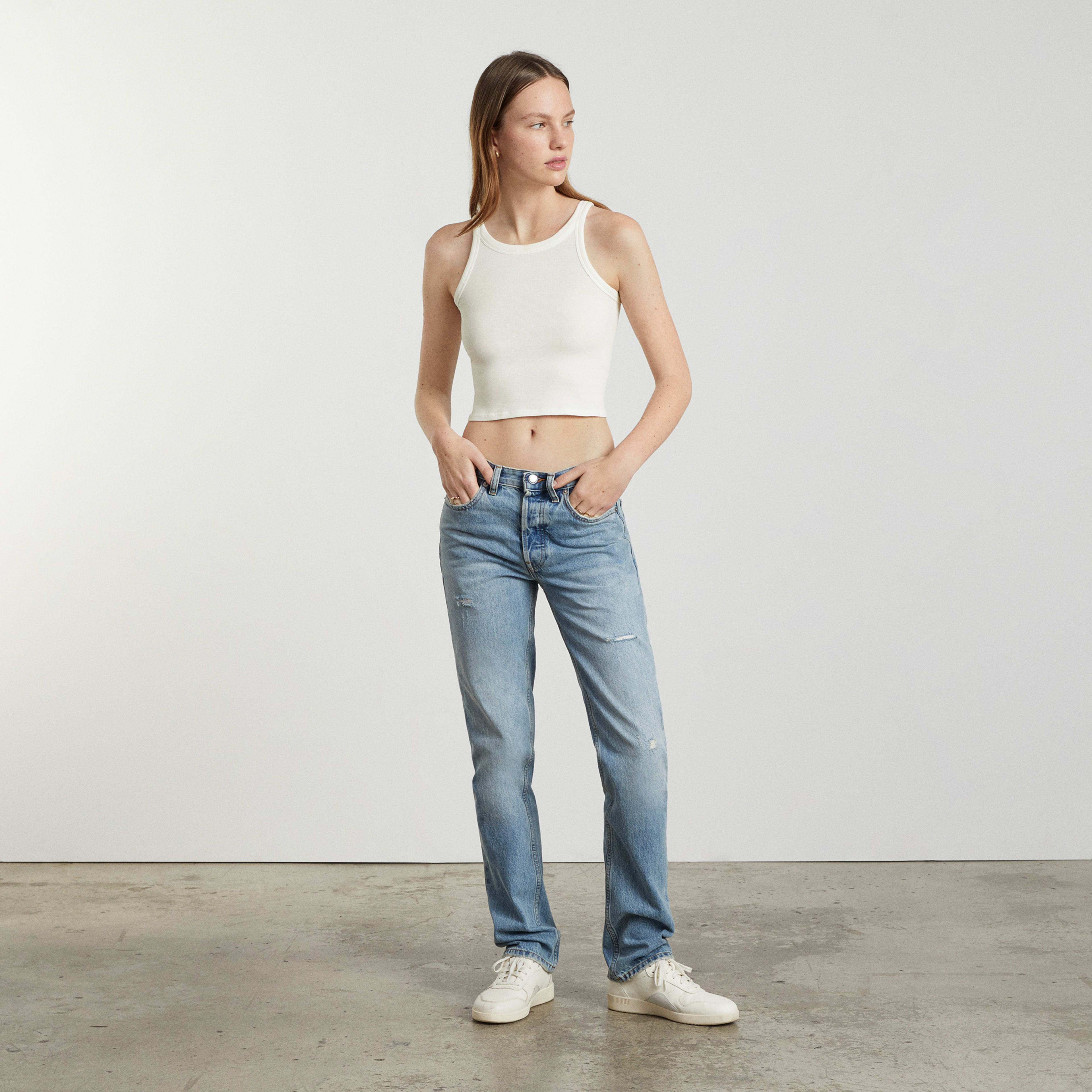 The Pima Micro-Rib Short Tank White – Everlane