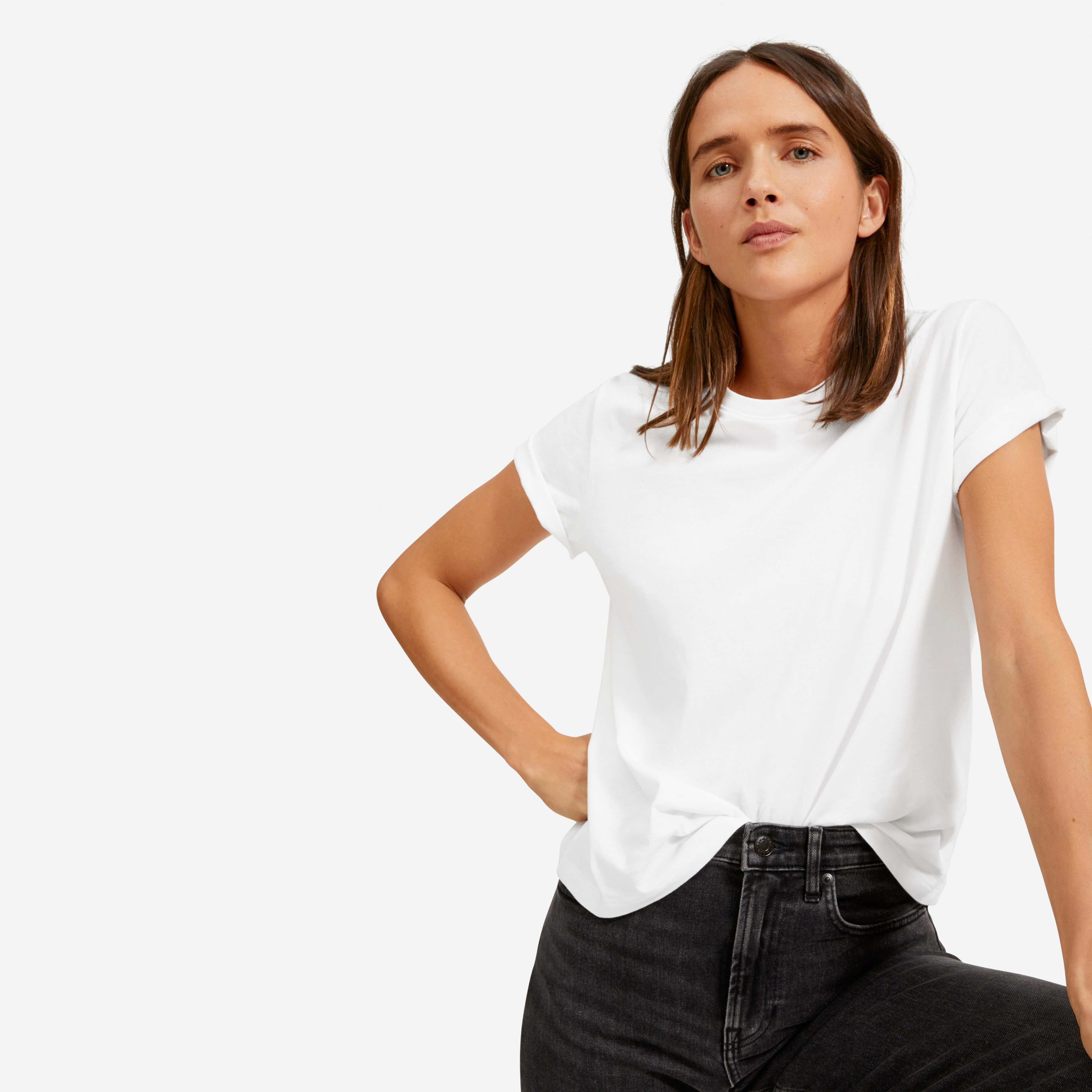 The Organic Cotton Box-Cut Tee White – Everlane