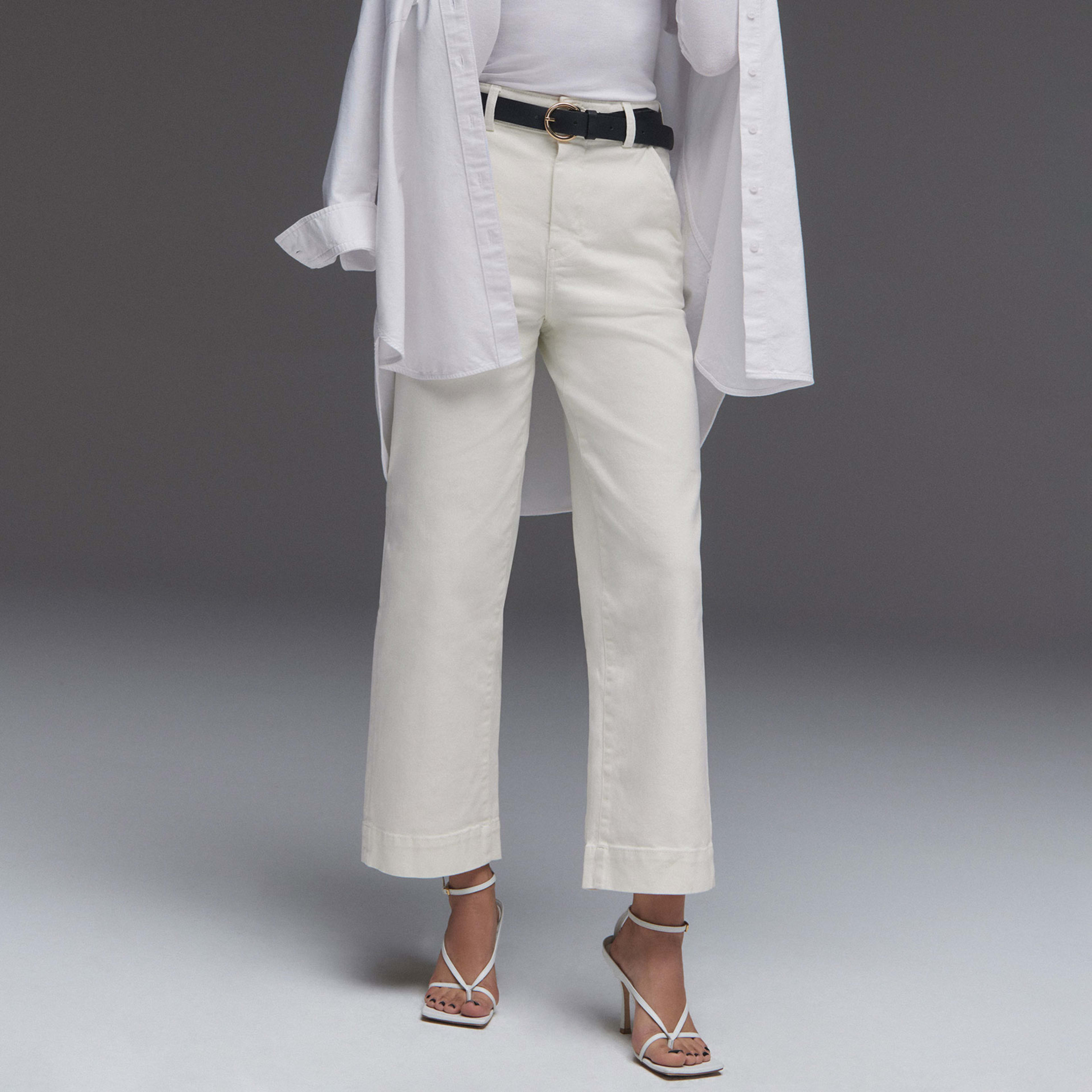 The Organic Wide-Leg Pant Bone – Everlane
