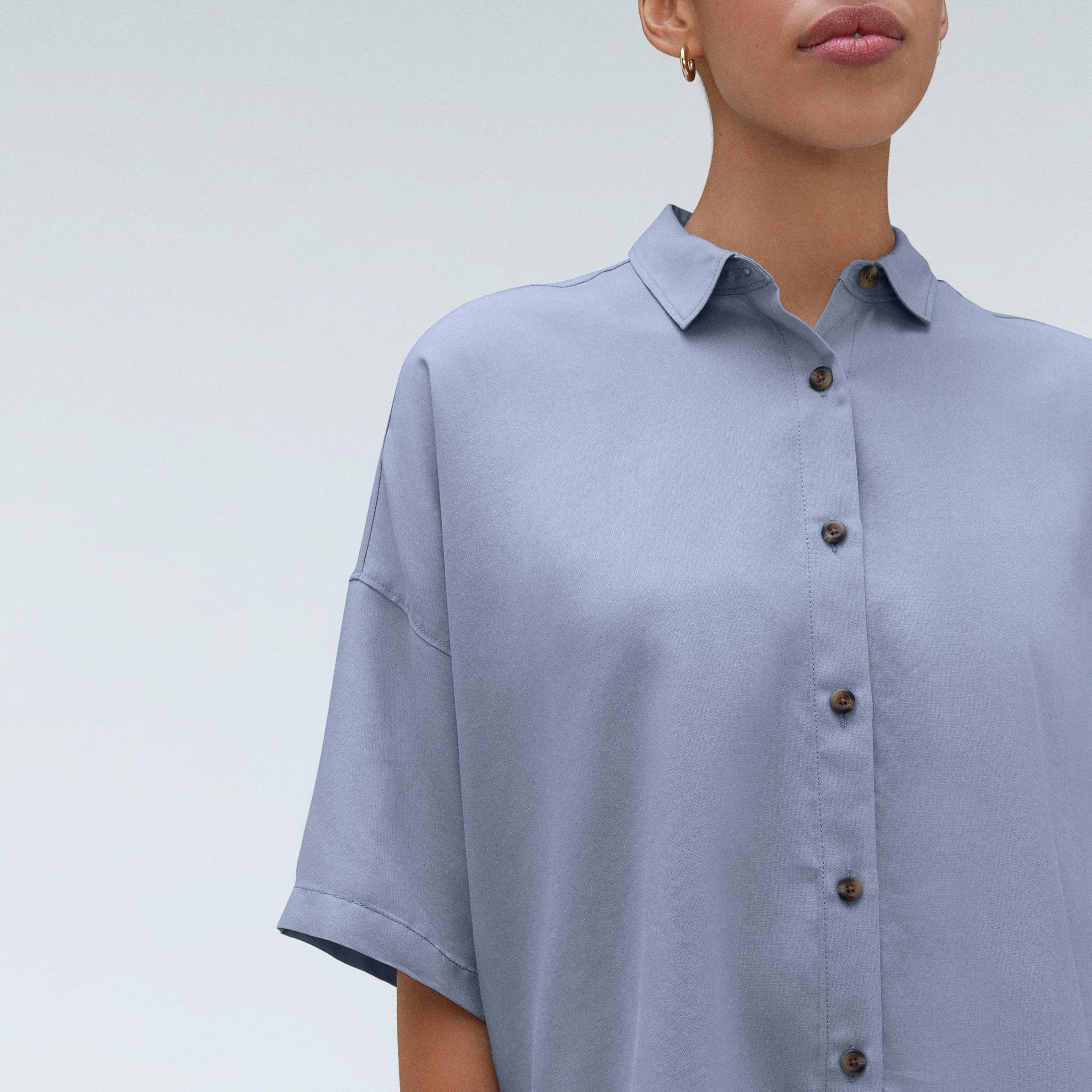 The Drapey Square Shirt Blue Slate – Everlane