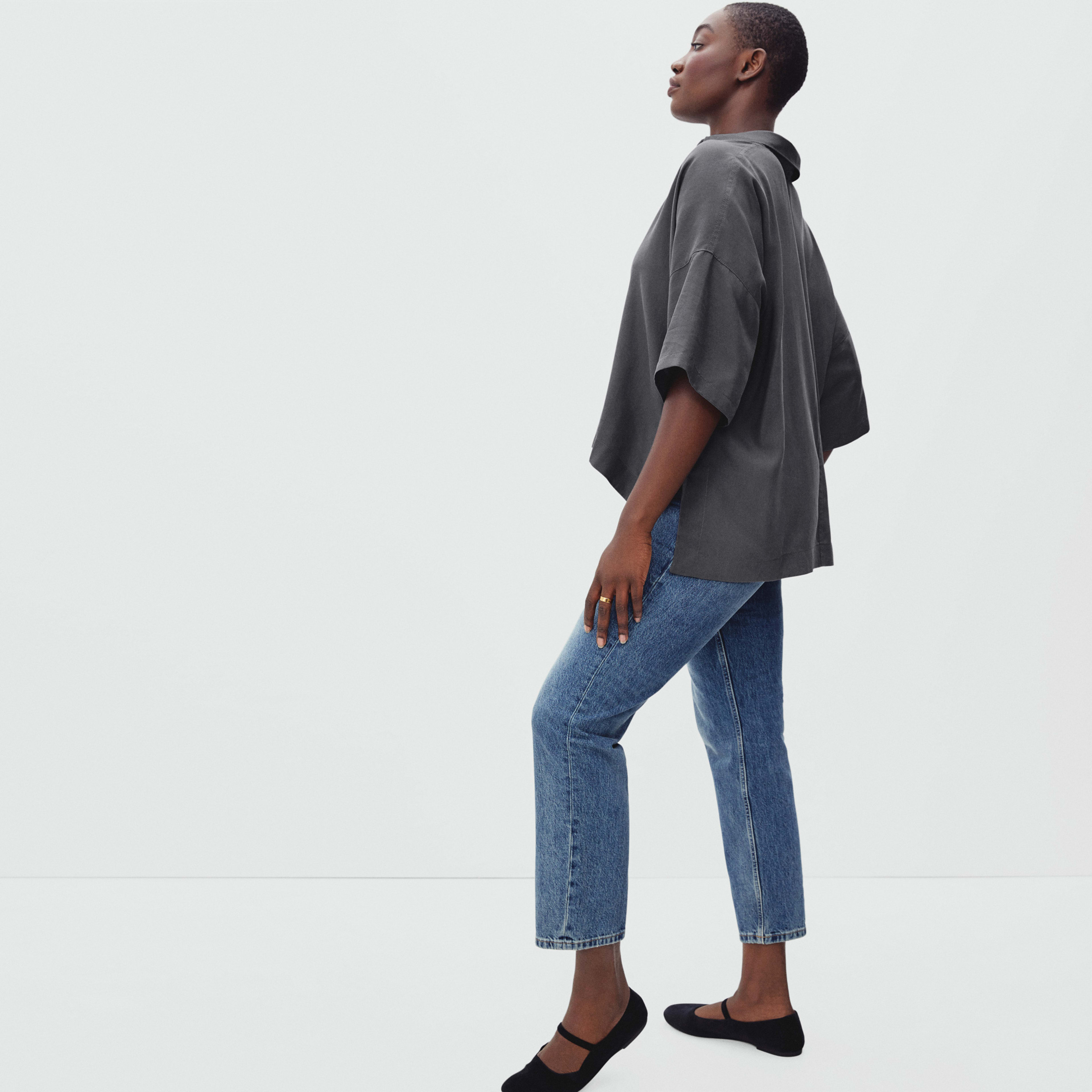 The Drapey Square Shirt Slate Grey – Everlane