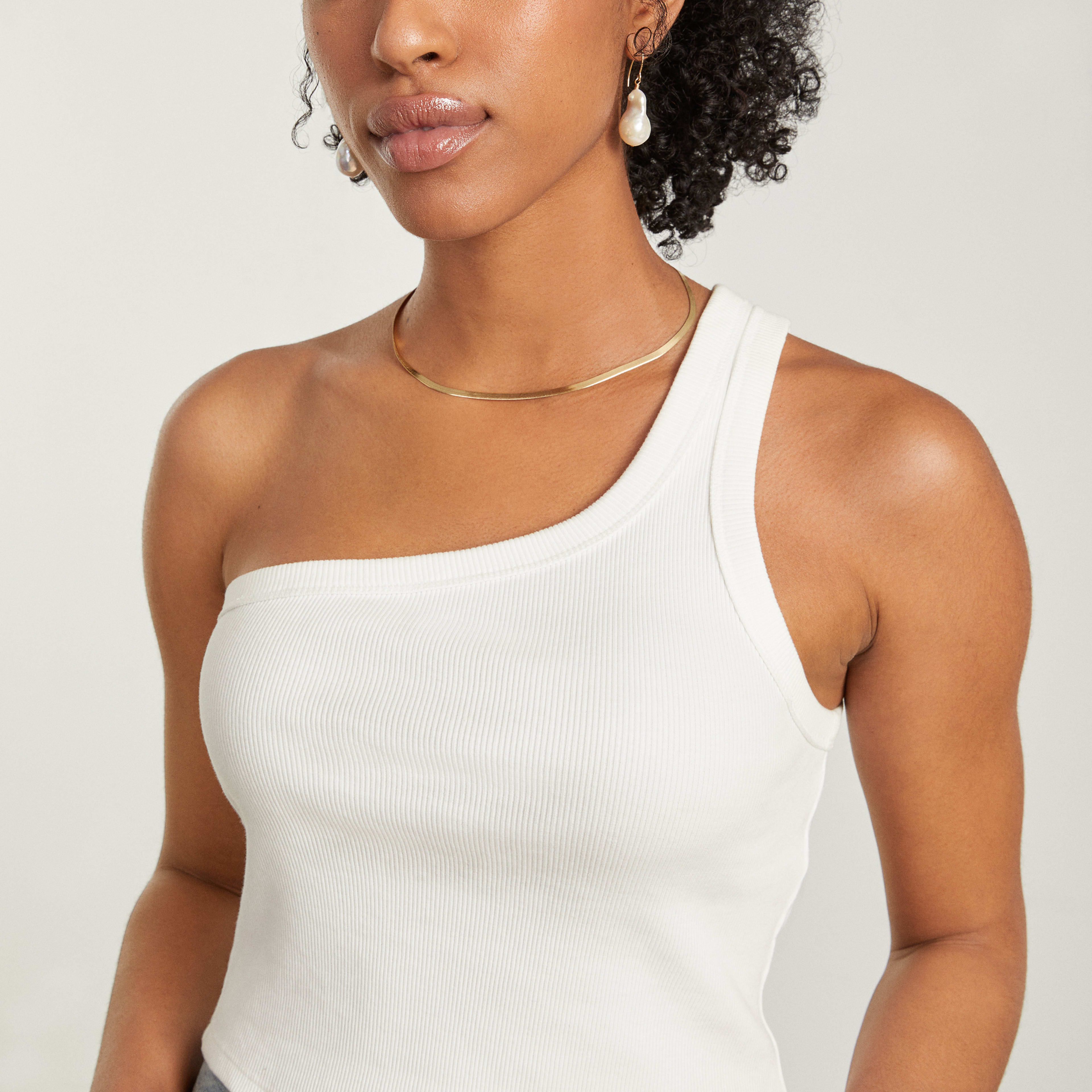 The Ribbed One-Shoulder Tank White – Everlane