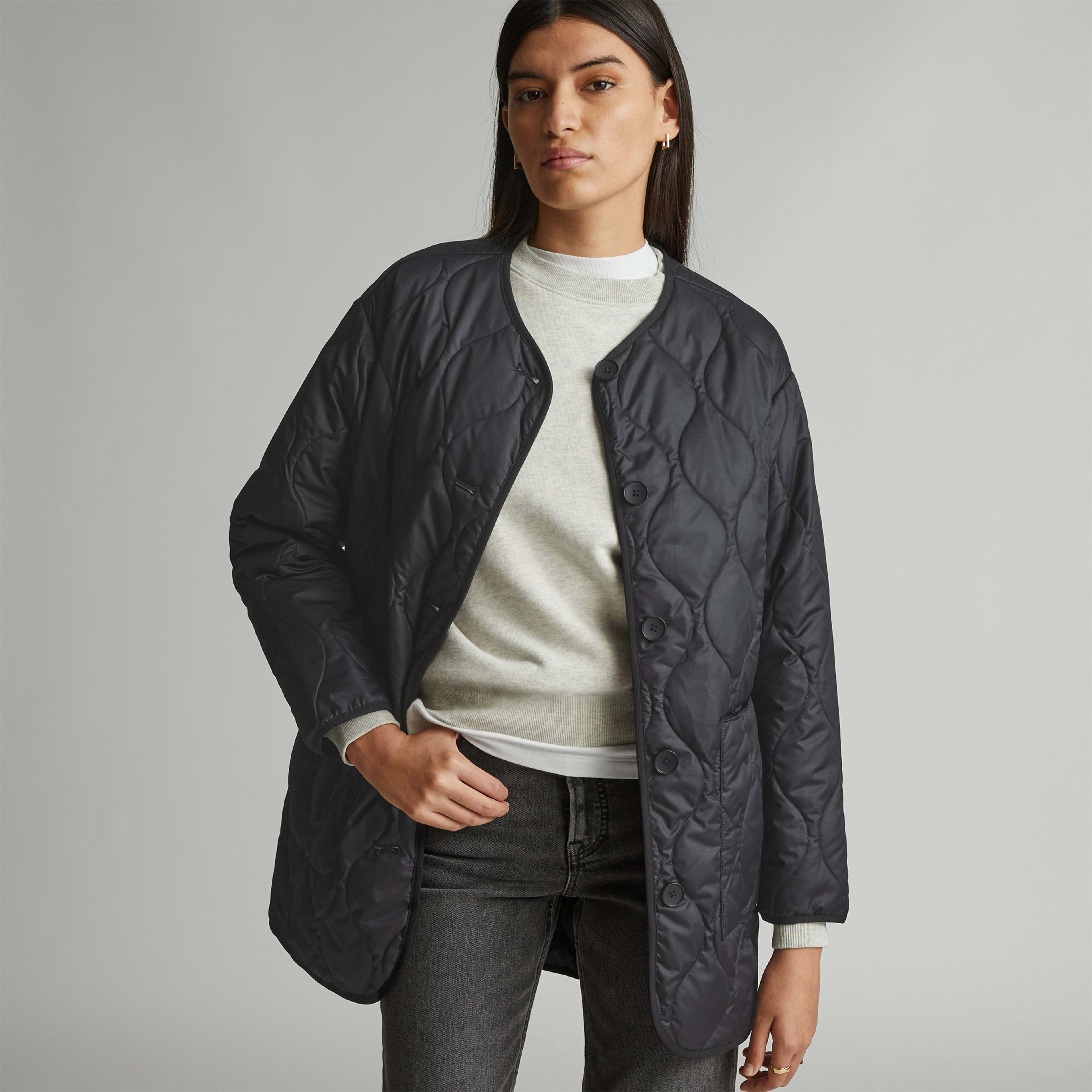 The ReNew Quilted Mid-Length Liner Black – Everlane