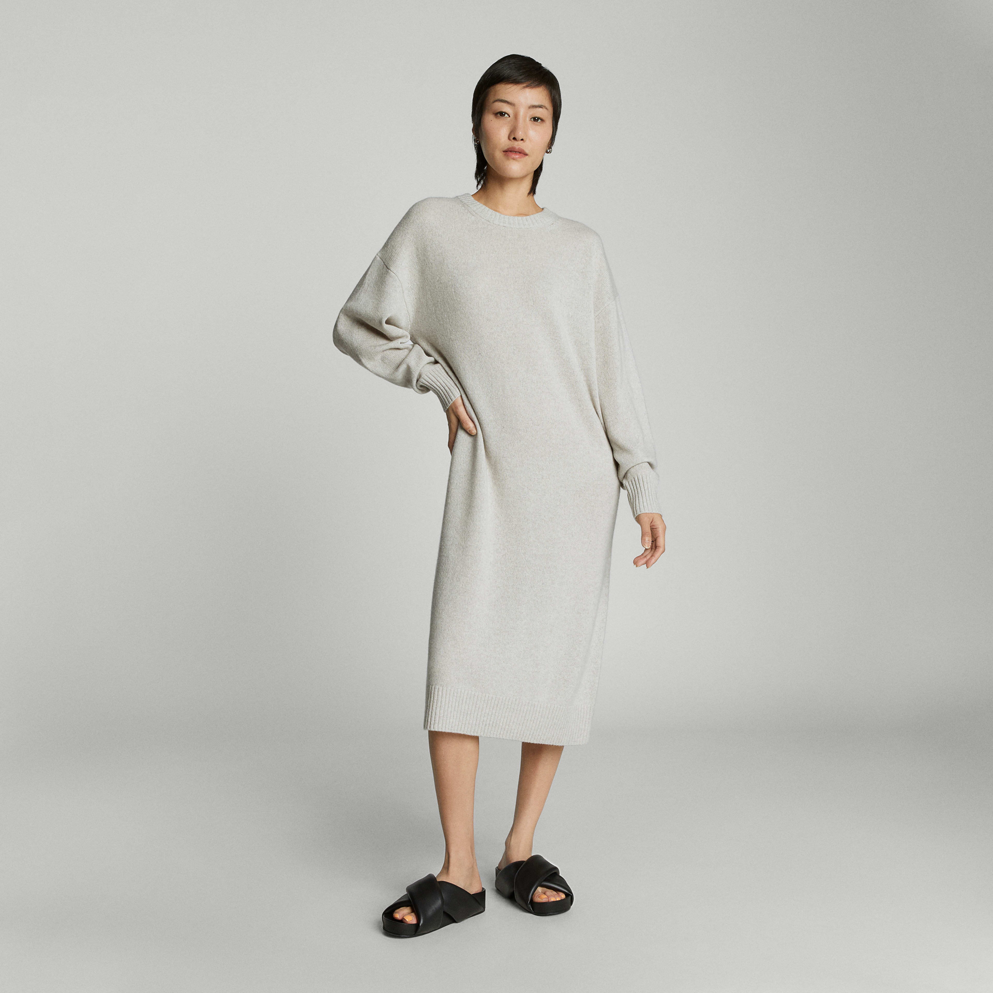 The Cashmere Midi Dress Pale Heather Grey – Everlane