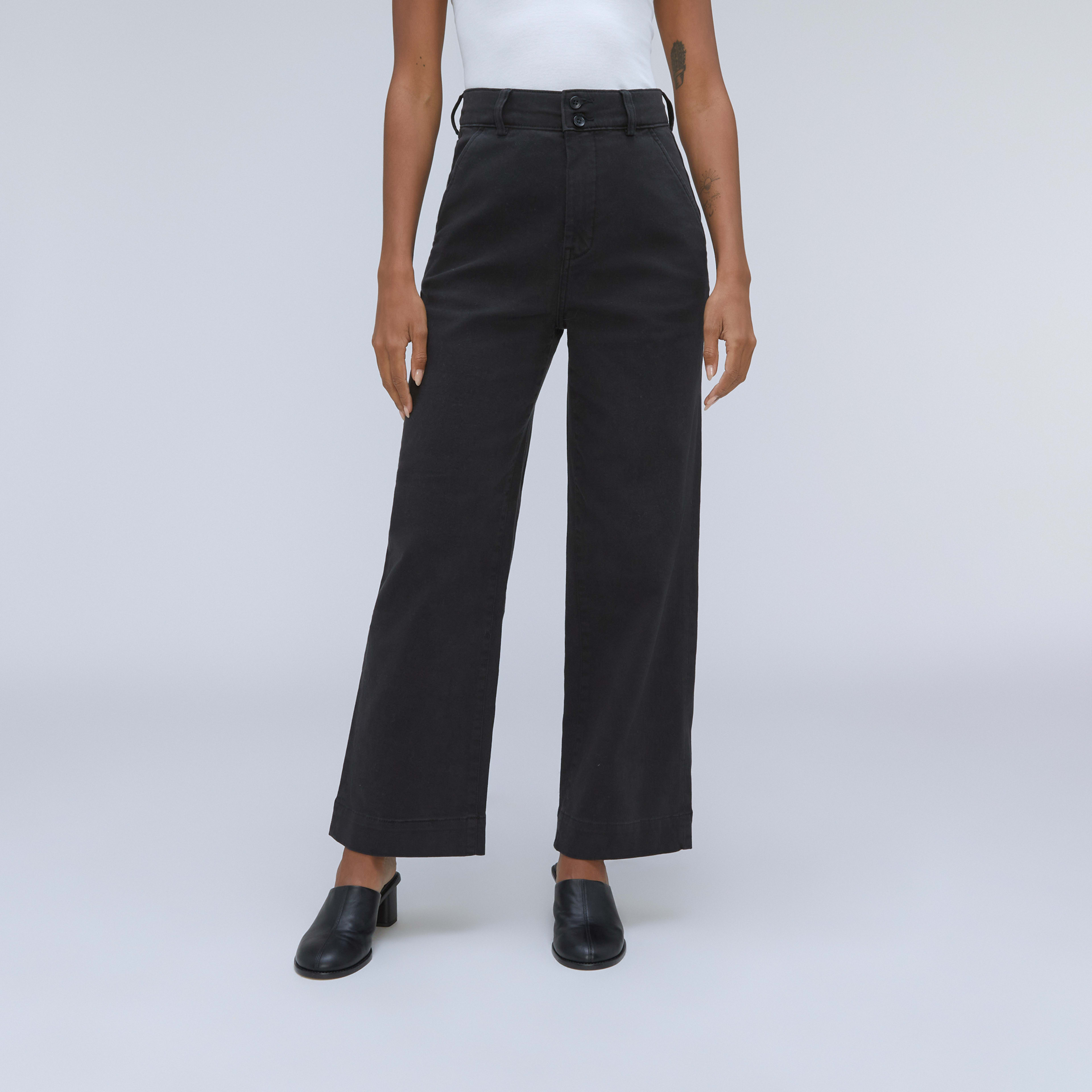 The Organic Wide-Leg Pant Black – Everlane
