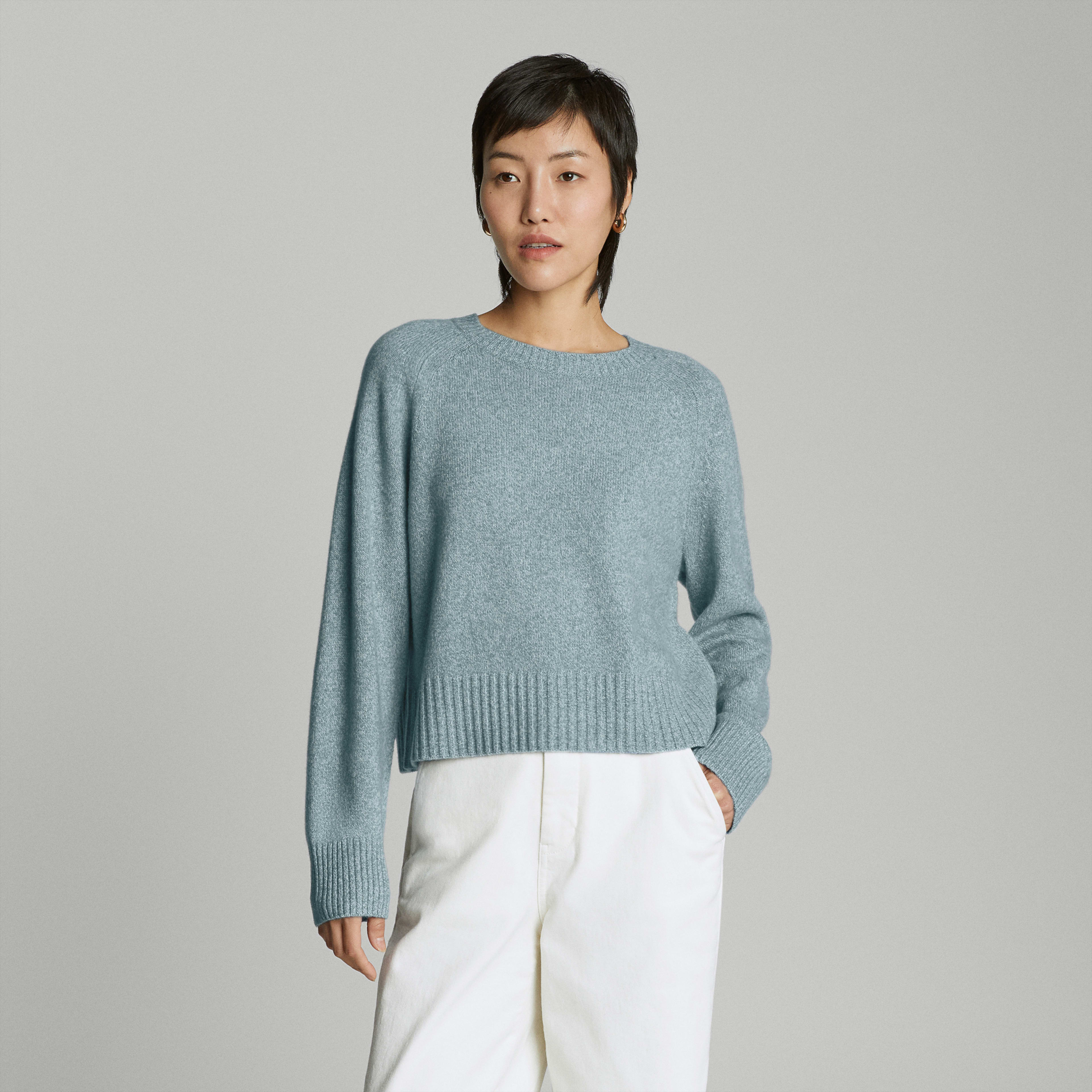 The Cashmere Boxy Crew Spring Lake Twist – Everlane