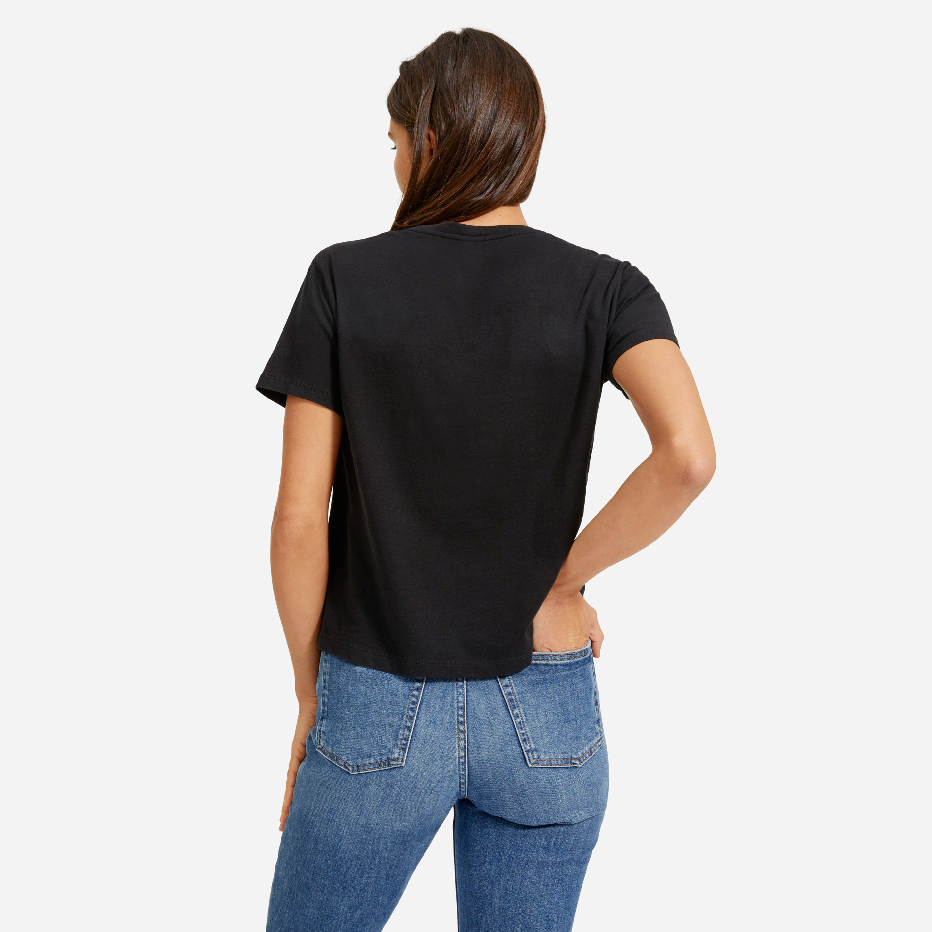 The Organic Cotton Box-Cut Tee Black – Everlane
