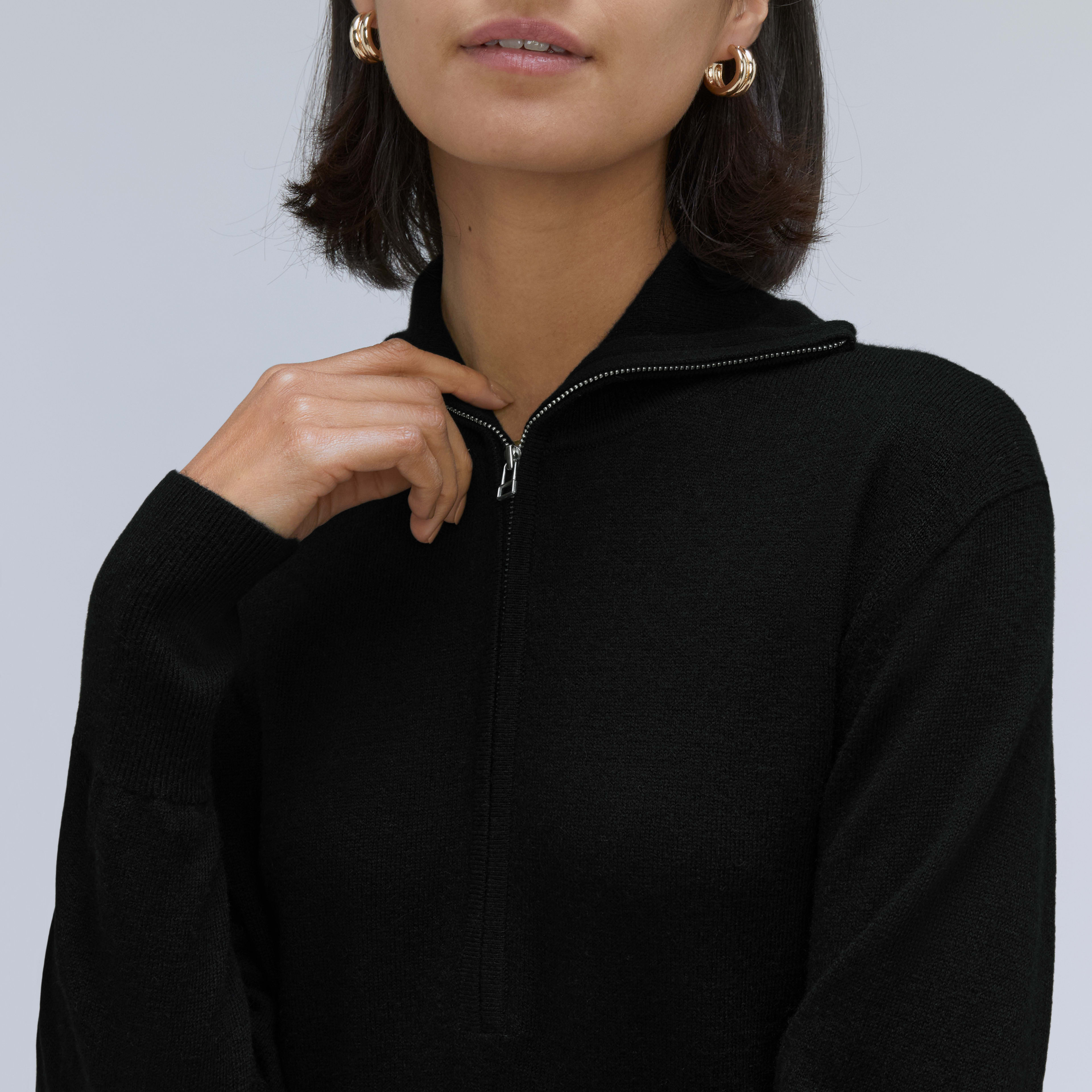 The Luxe Merino Half-Zip Sweater Black – Everlane