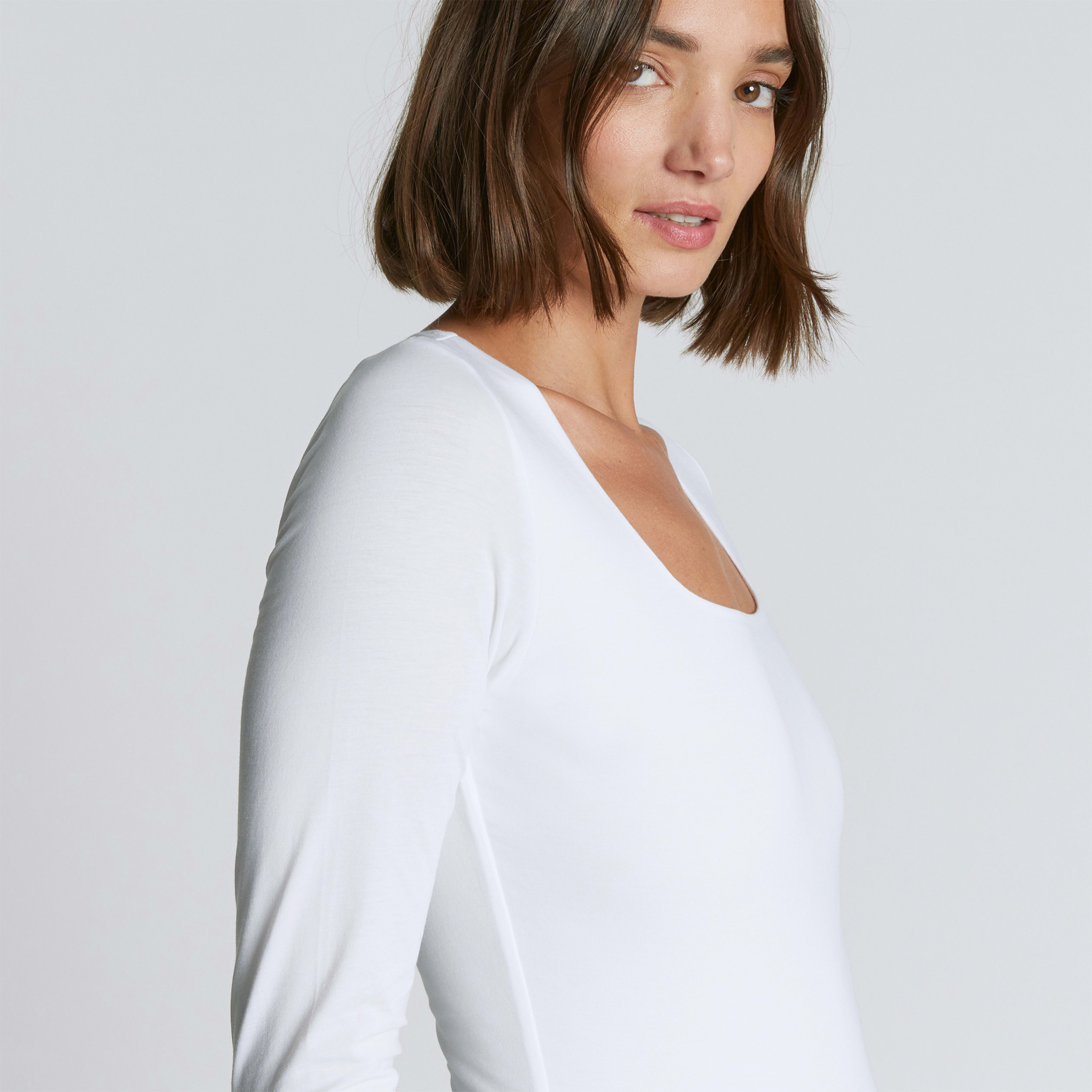 The Long-Sleeve Supima® Square-Neck Bodysuit White – Everlane