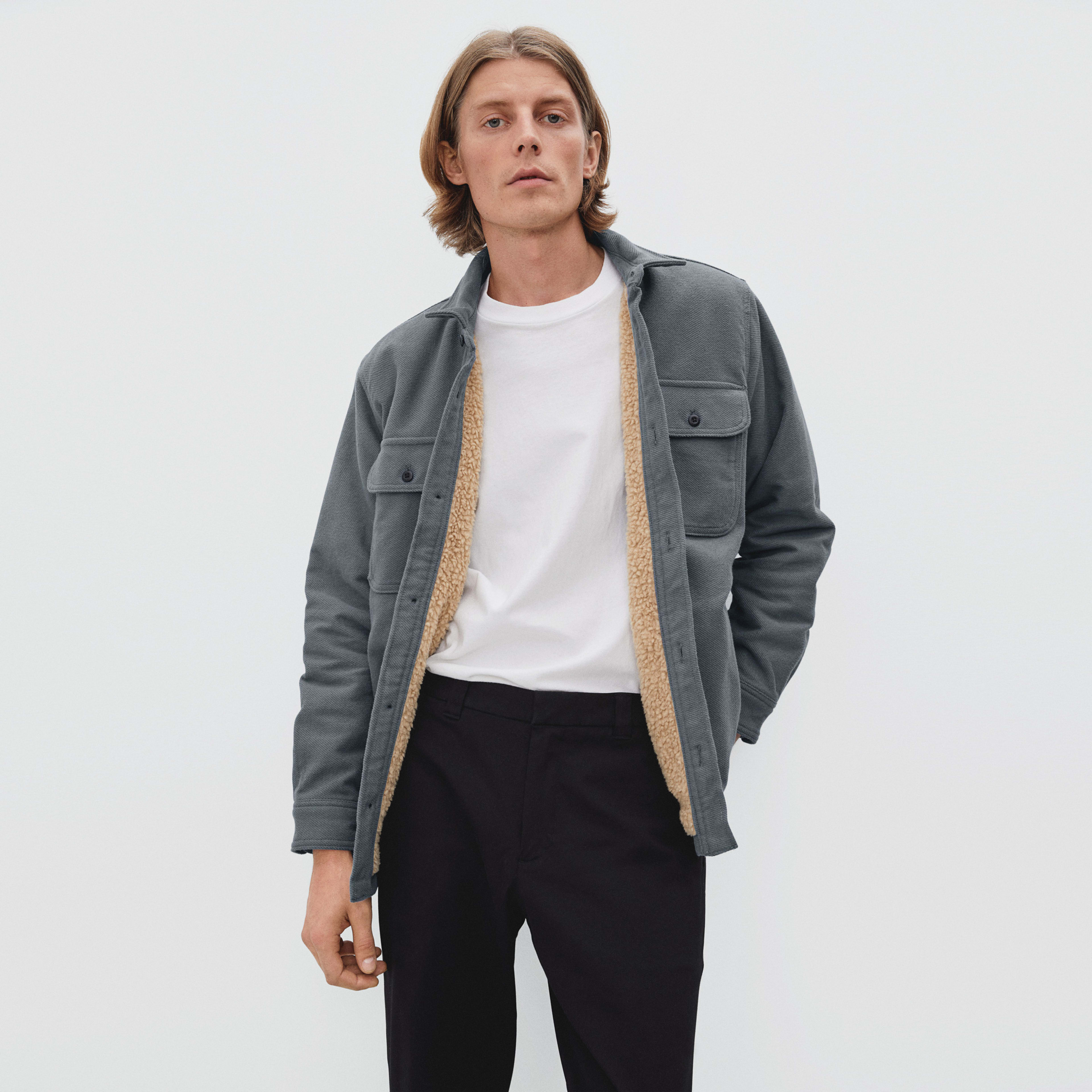 The ReNew Fleece-Lined Heavyweight Overshirt Slate – Everlane