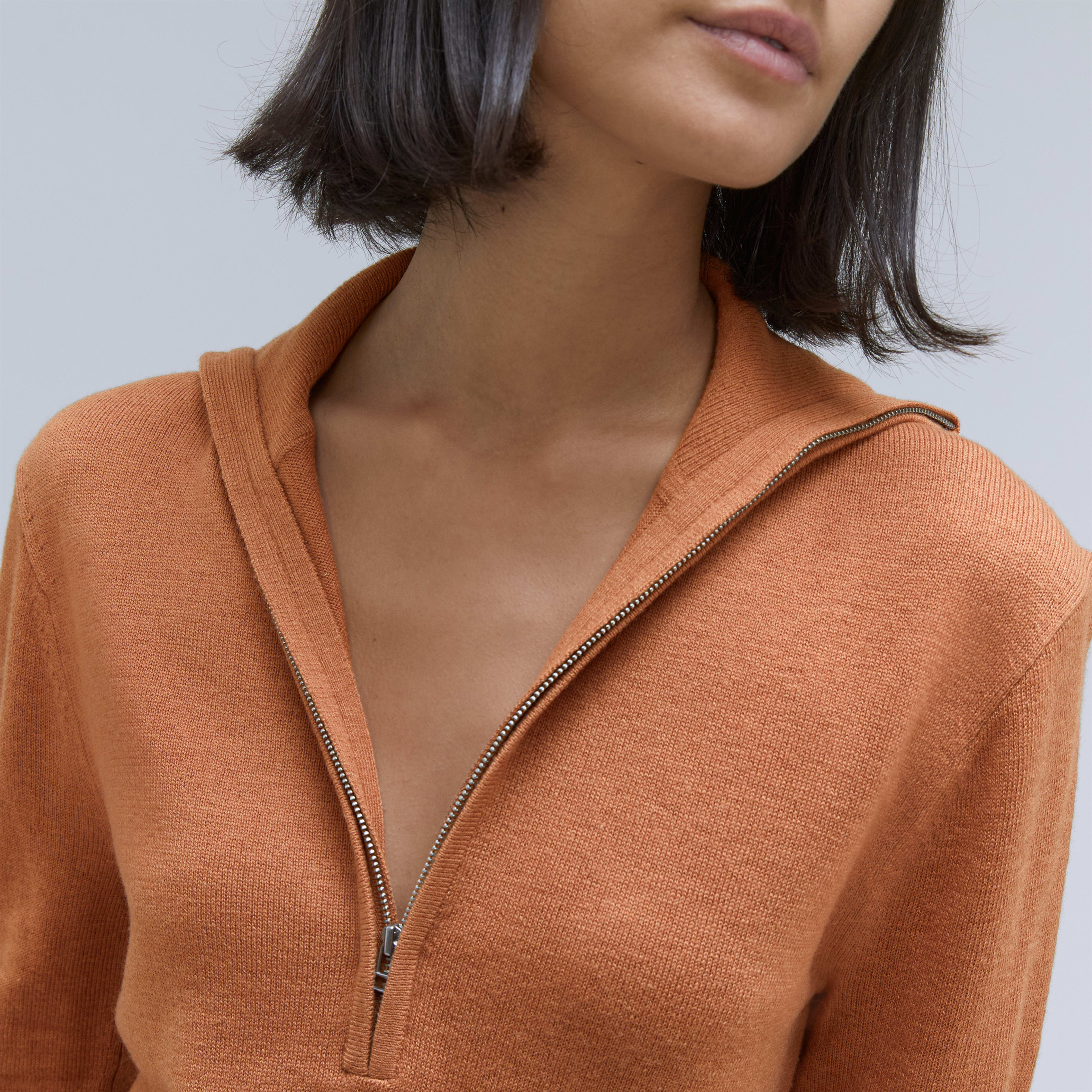 The Luxe Merino Half-Zip Sweater Tawny Brown – Everlane