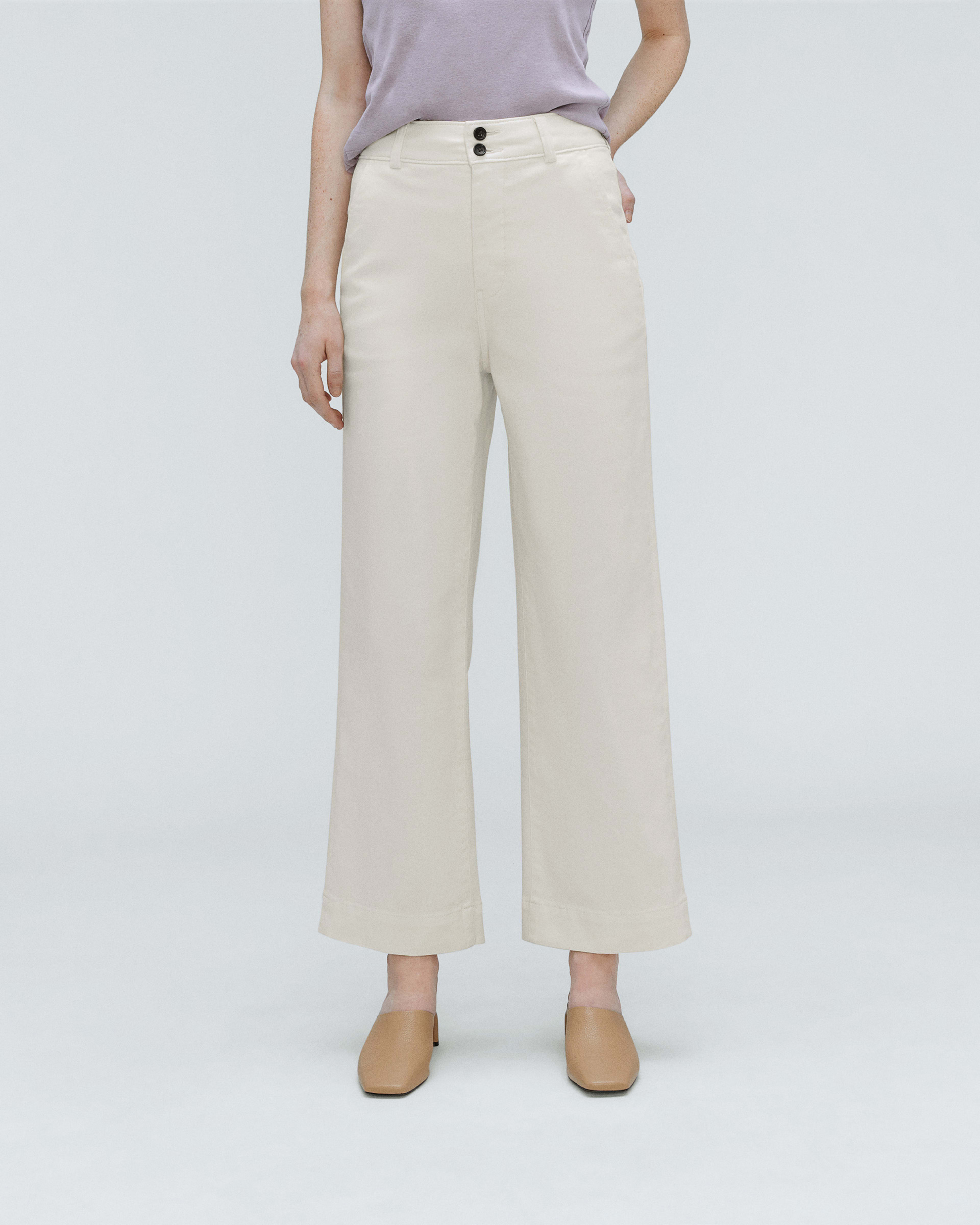 The Organic Wide-Leg Pant Bone – Everlane