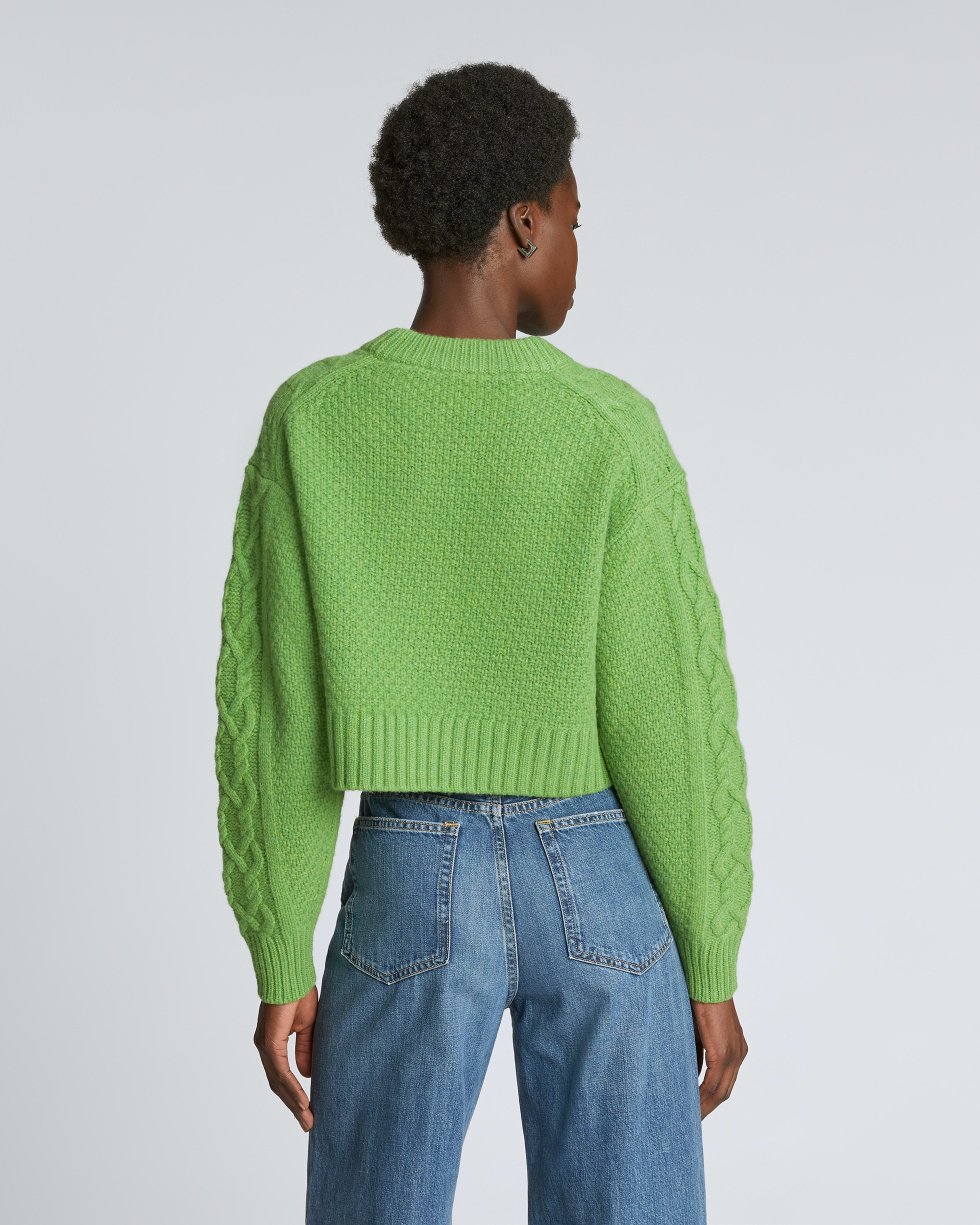 The Felted Merino Cropped Cable Sweater Salted Lime – Everlane