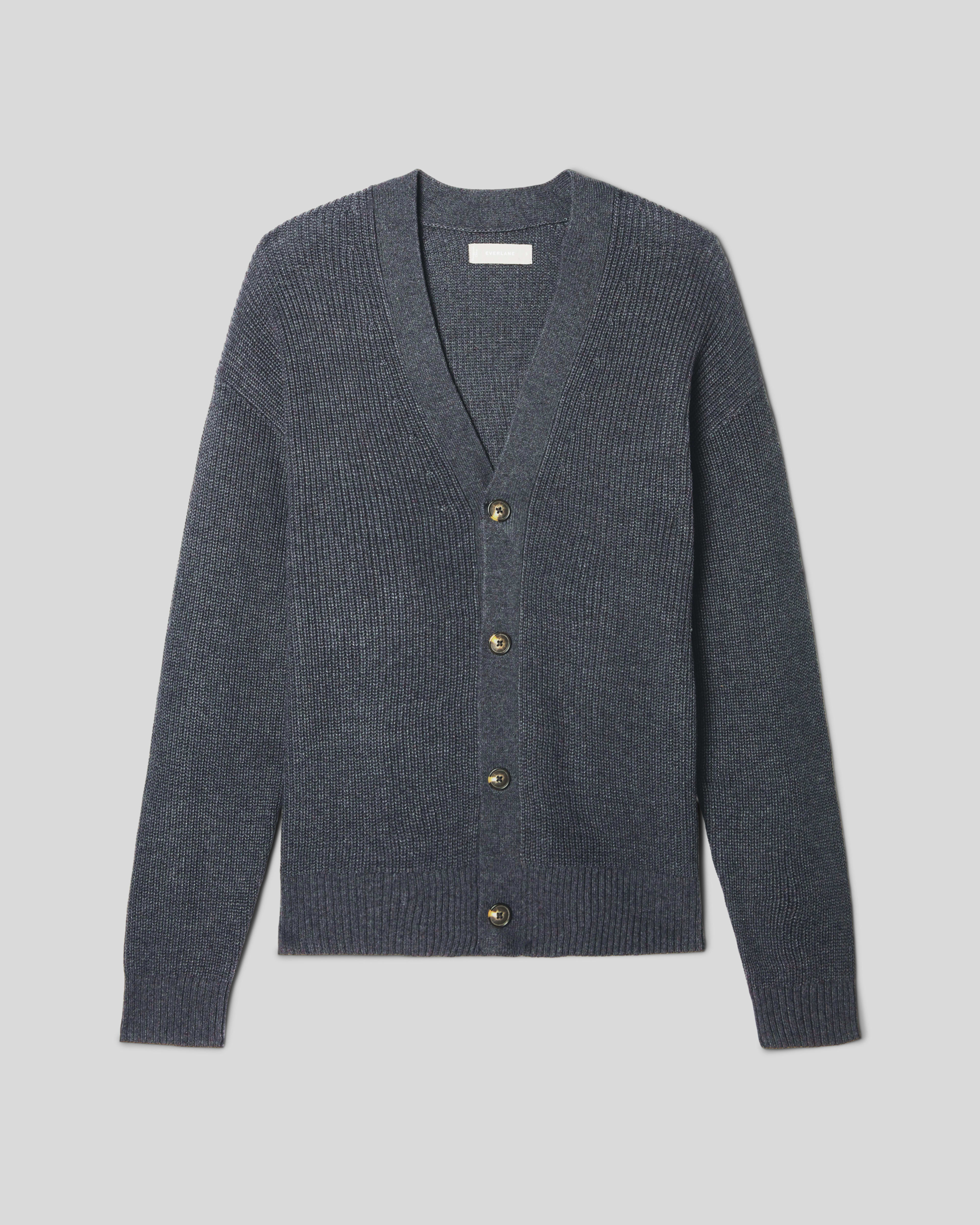 The No-Sweat Ribbed Cardigan Heather Ash – Everlane