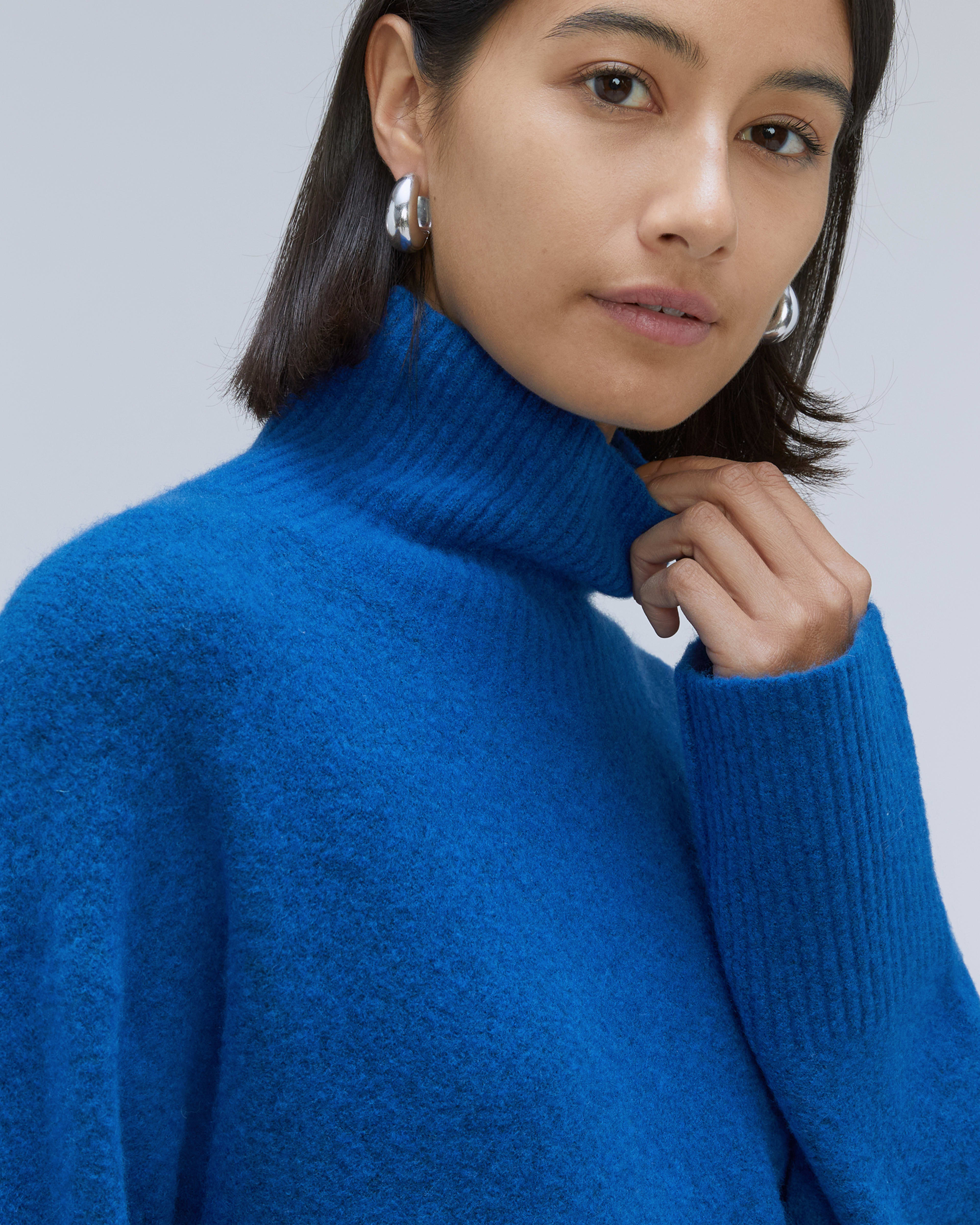 The Cozy Stretch Turtleneck Dress Heathered Lapis Blue – Everlane